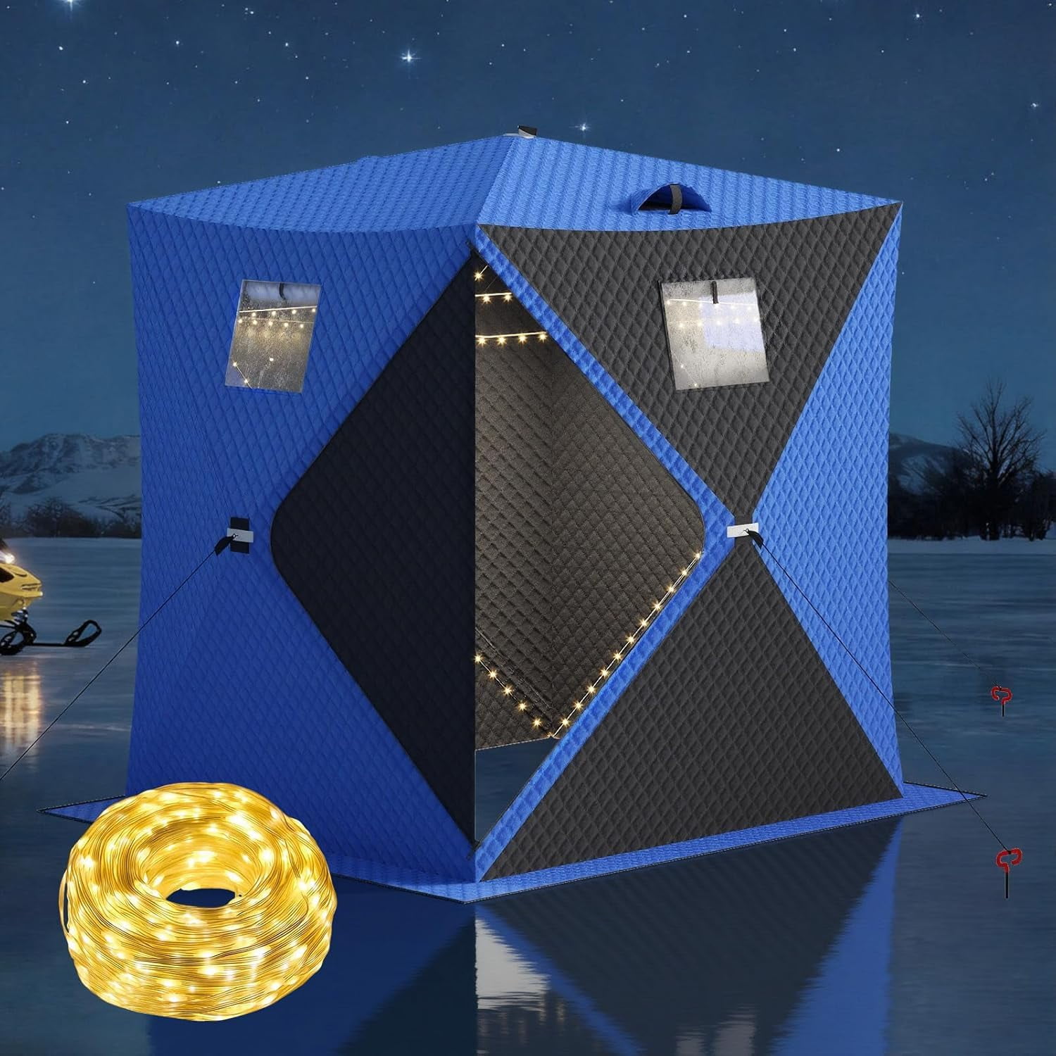 TEQIN Pop Up Ice Fishing Shelter, Portable Insulated Ice Fishing Tent ...