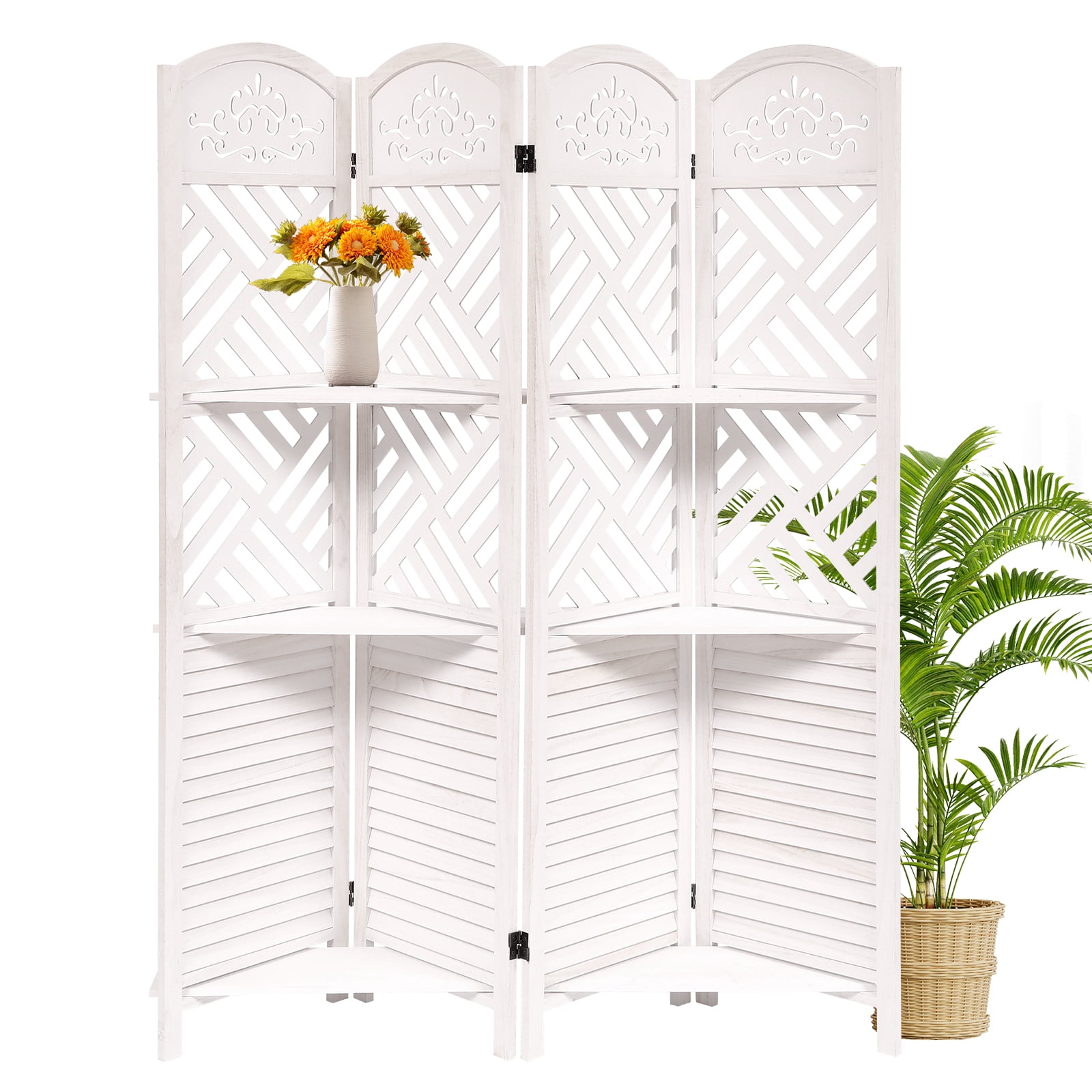 TEQIN Room Divider Folding Privacy Screens,Farmhouse Room Divider with ...
