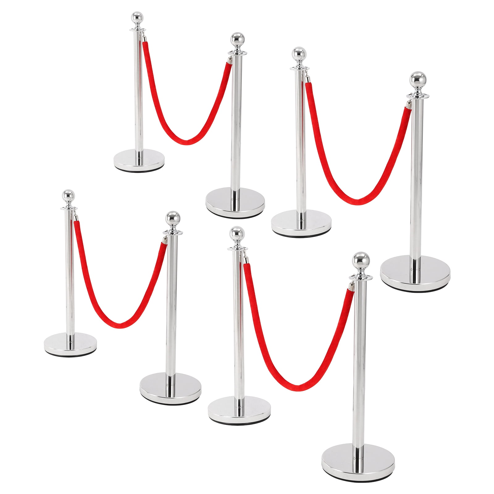 TEQIN Stanchions and Velvet Ropes, Hollow Base with Stainless Steel ...