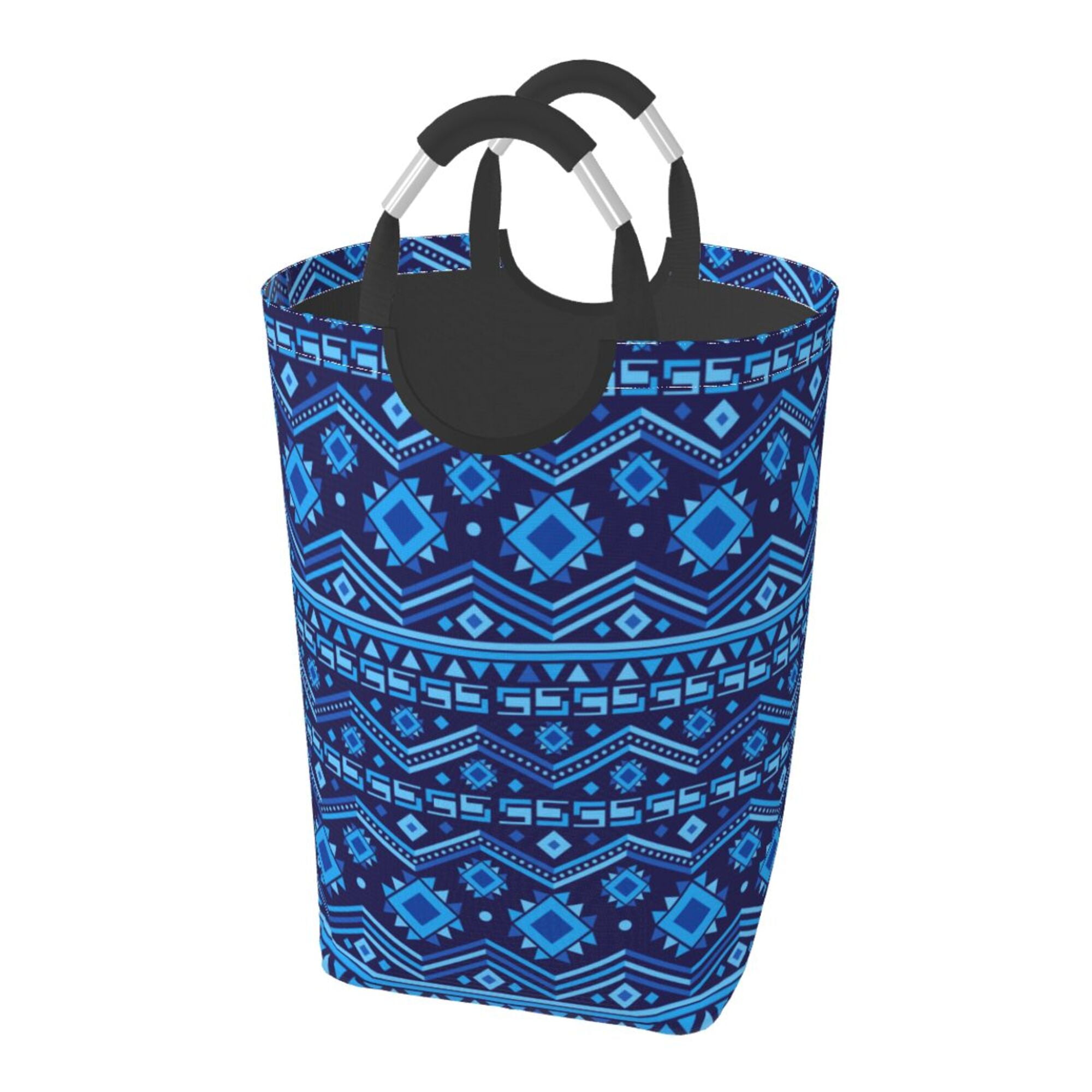 TEQUAN 50L Large Rectangular Laundry Hamper with Aluminum Handles, Blue ...