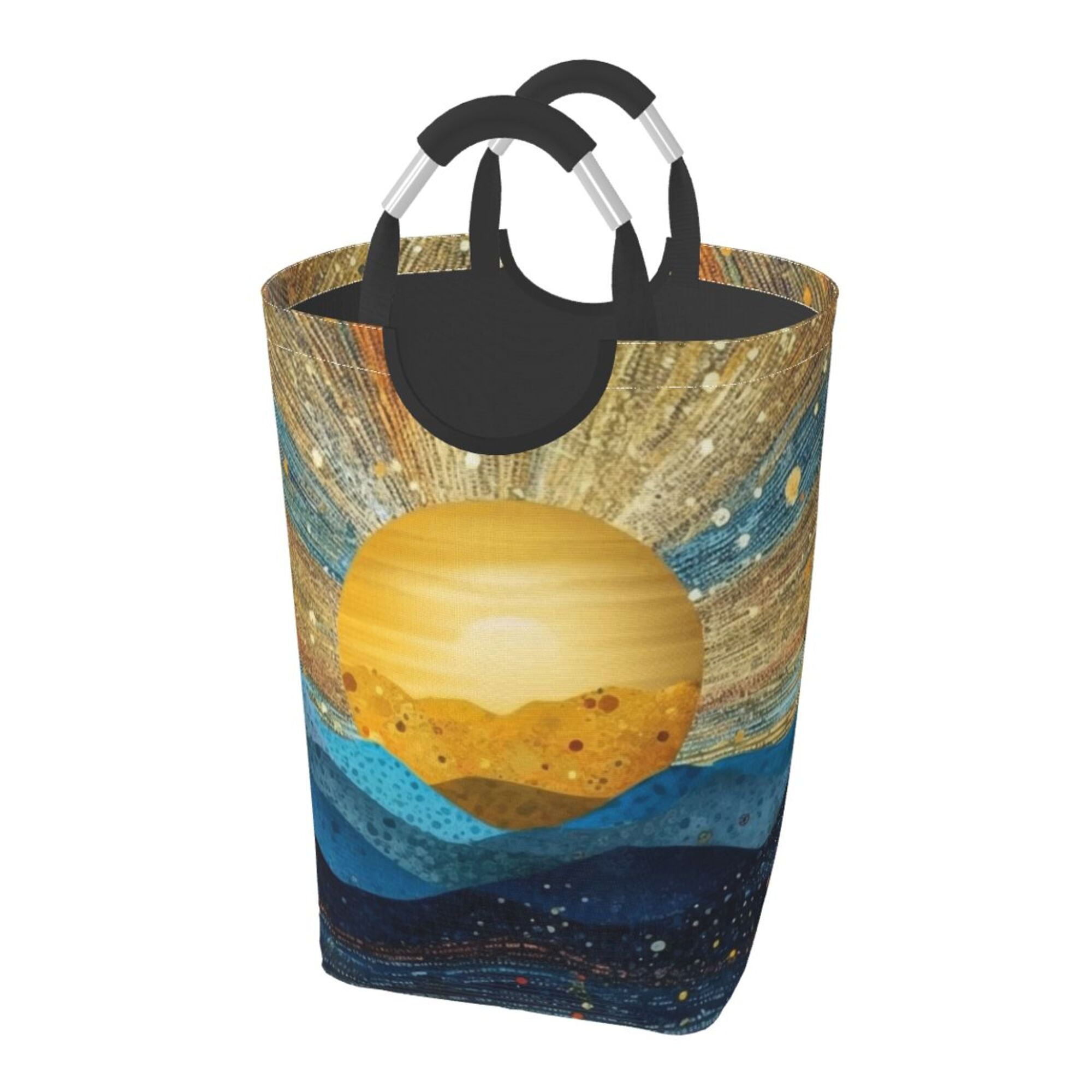 TEQUAN 50L Large Rectangular Laundry Hamper with Aluminum Handles, Gold ...