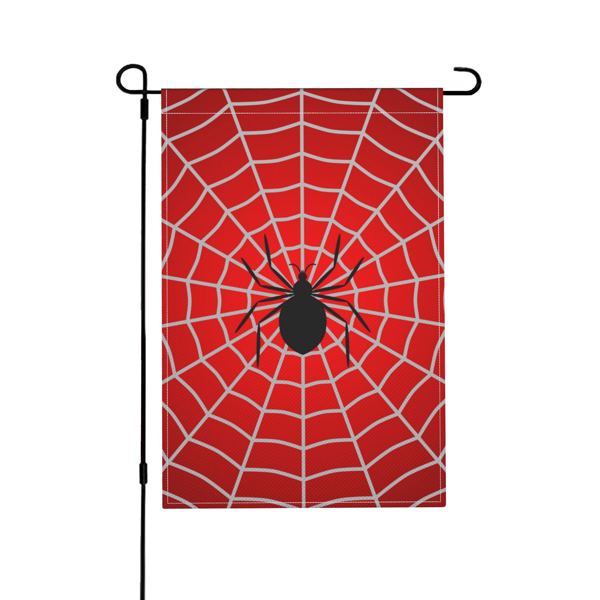 TEQUAN Abstract Red Spider Web Garden Flags, 18 x 12 inch Double Sided ...