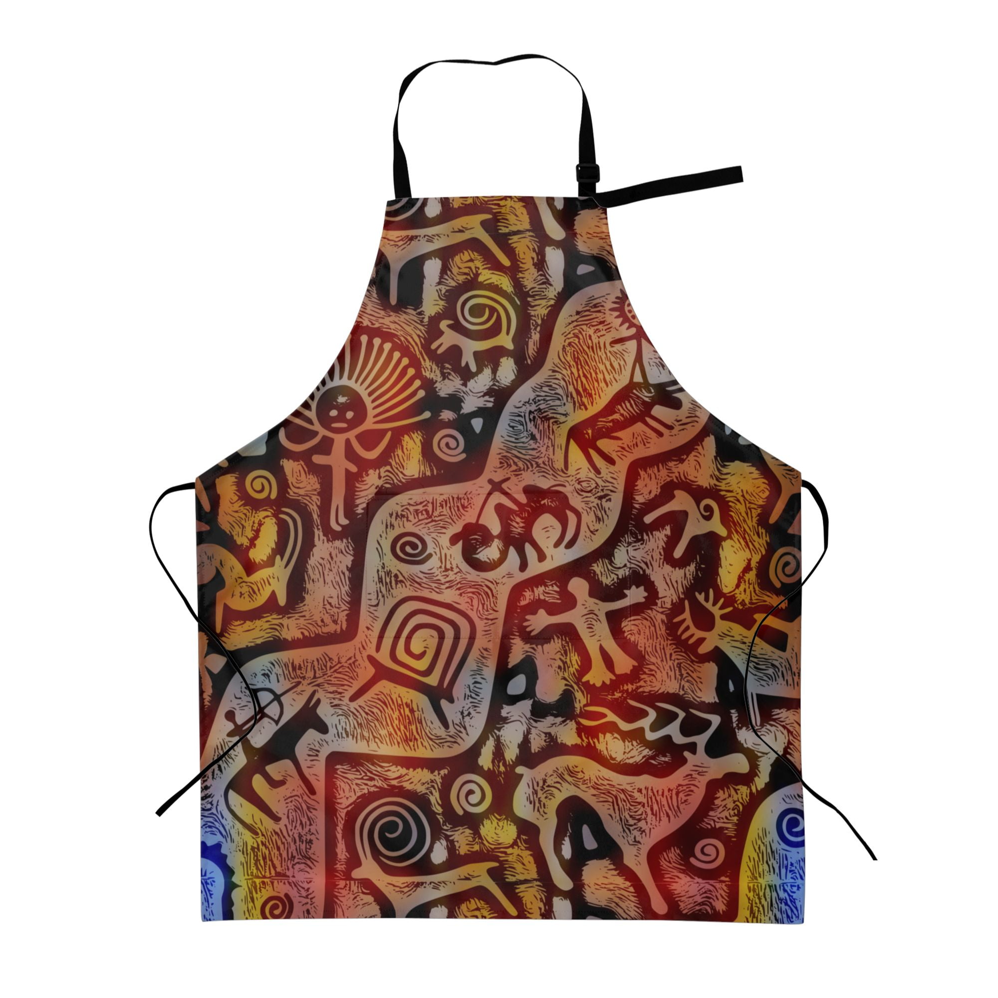 TEQUAN Adjustable Waterproof Apron with Pockets, Ancient Petroglyphs ...