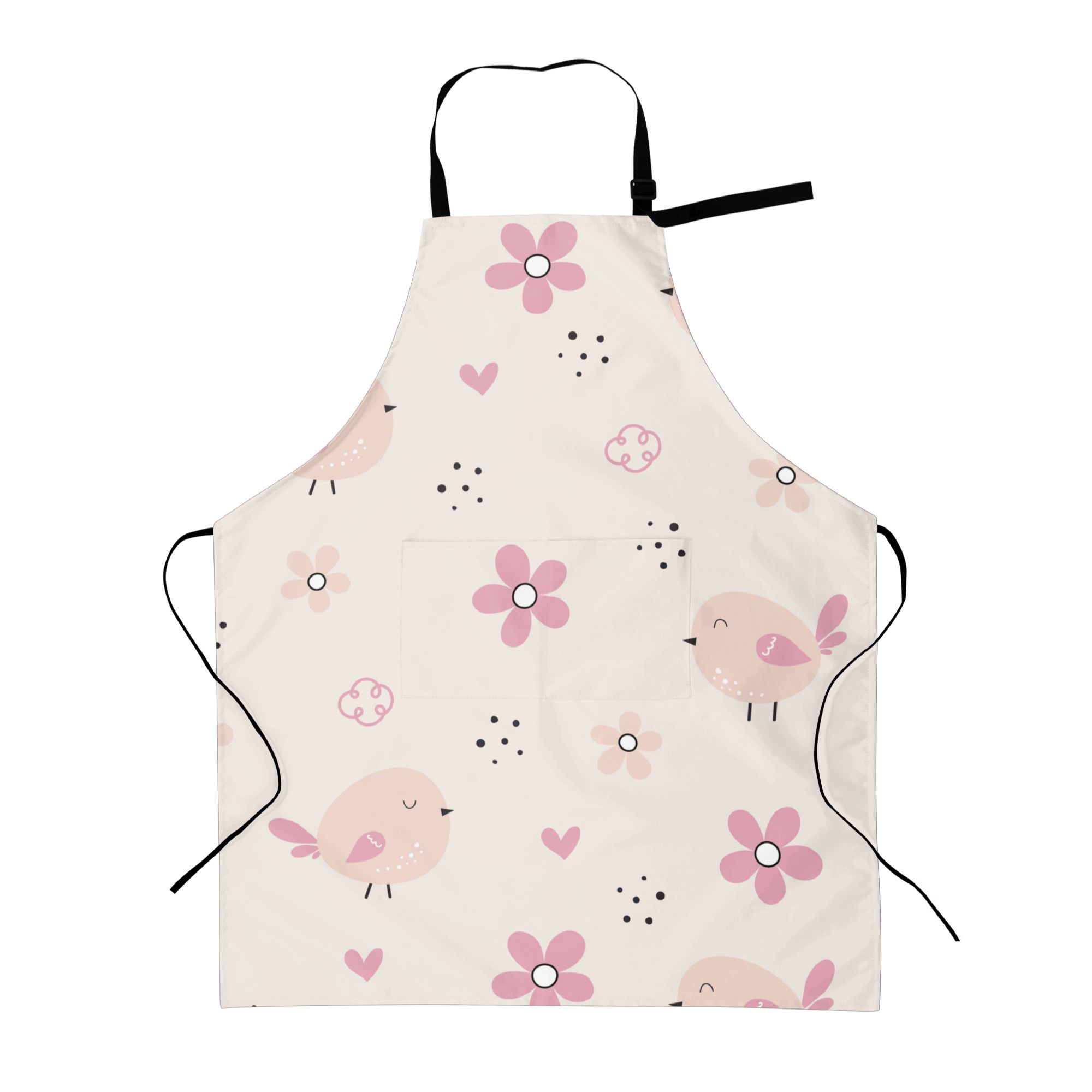 TEQUAN Adjustable Waterproof Apron with Pockets, Cartoon Cute Birds ...