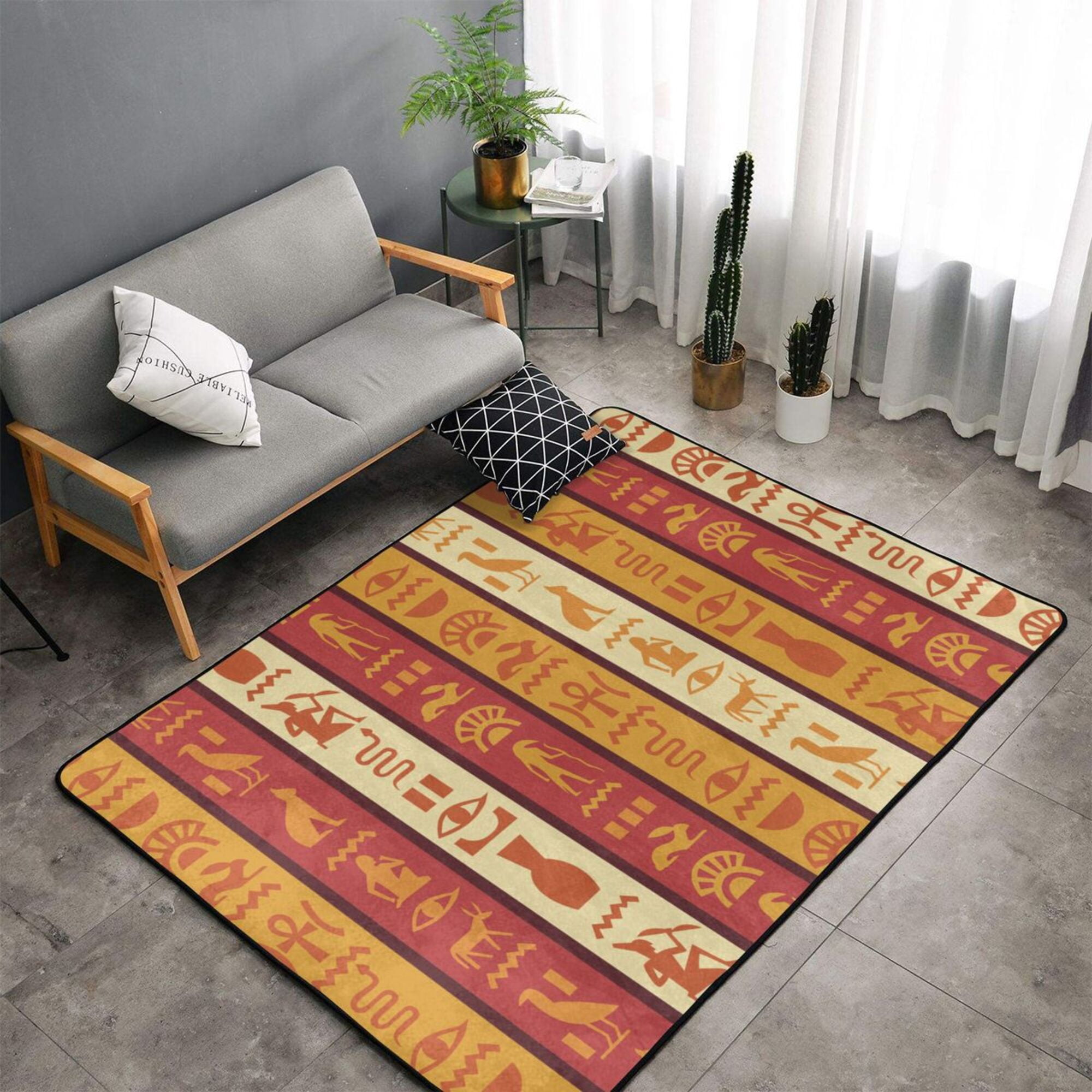 TEQUAN Area Rugs for Living Room Bedroom, Ancient Egypt Hieroglyphic ...