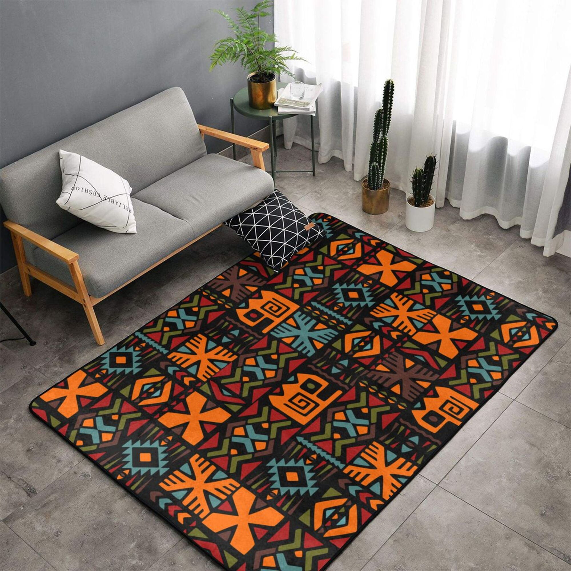 TEQUAN Area Rugs for Living Room Bedroom, Bohemian African Tribal ...