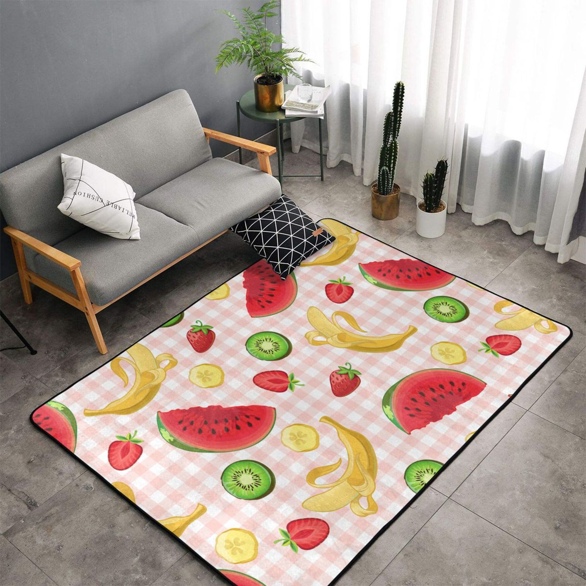 TEQUAN Area Rugs for Living Room Bedroom, Colorful Banana Strawberry ...
