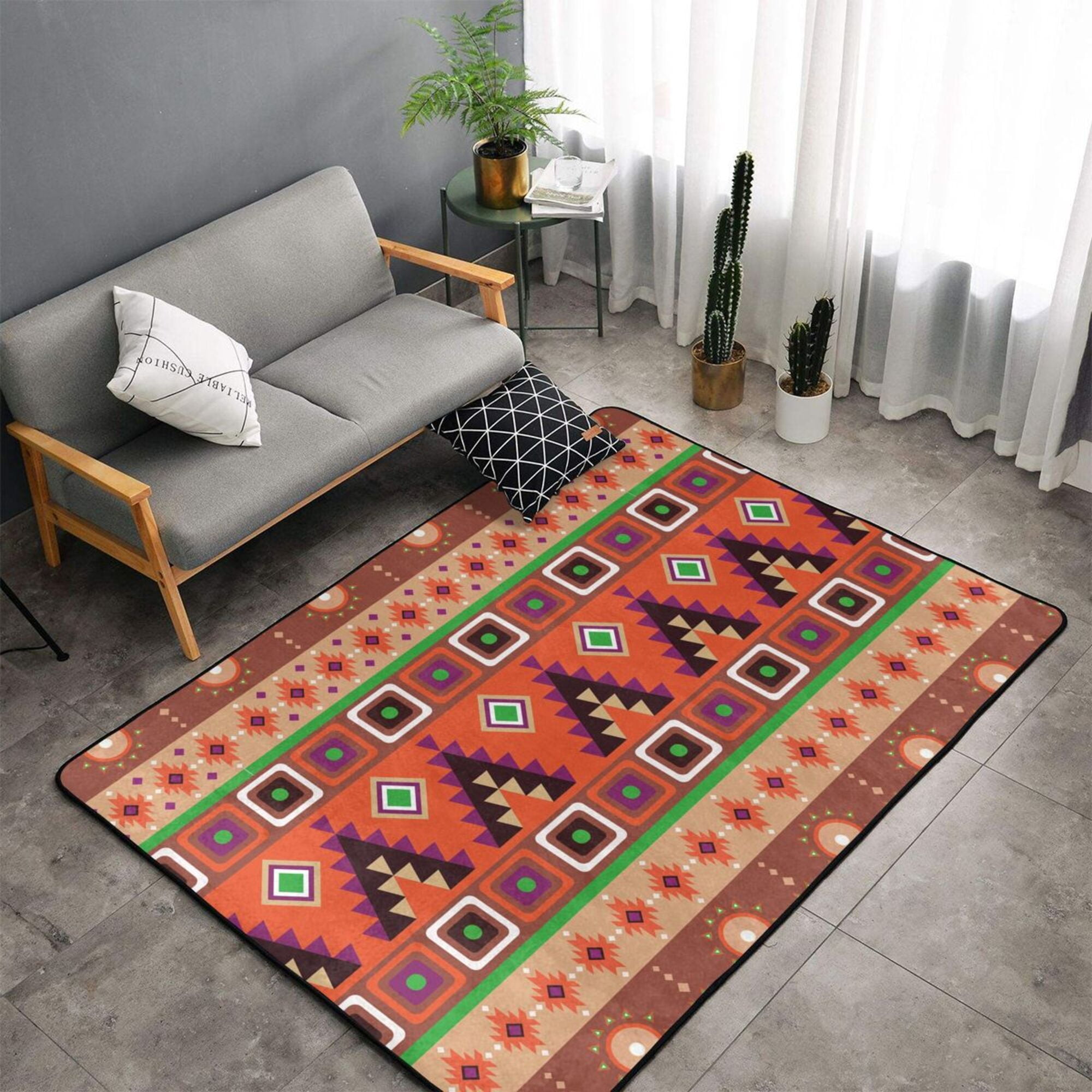 TEQUAN Area Rugs for Living Room Bedroom, Native Southwestern Aztec ...
