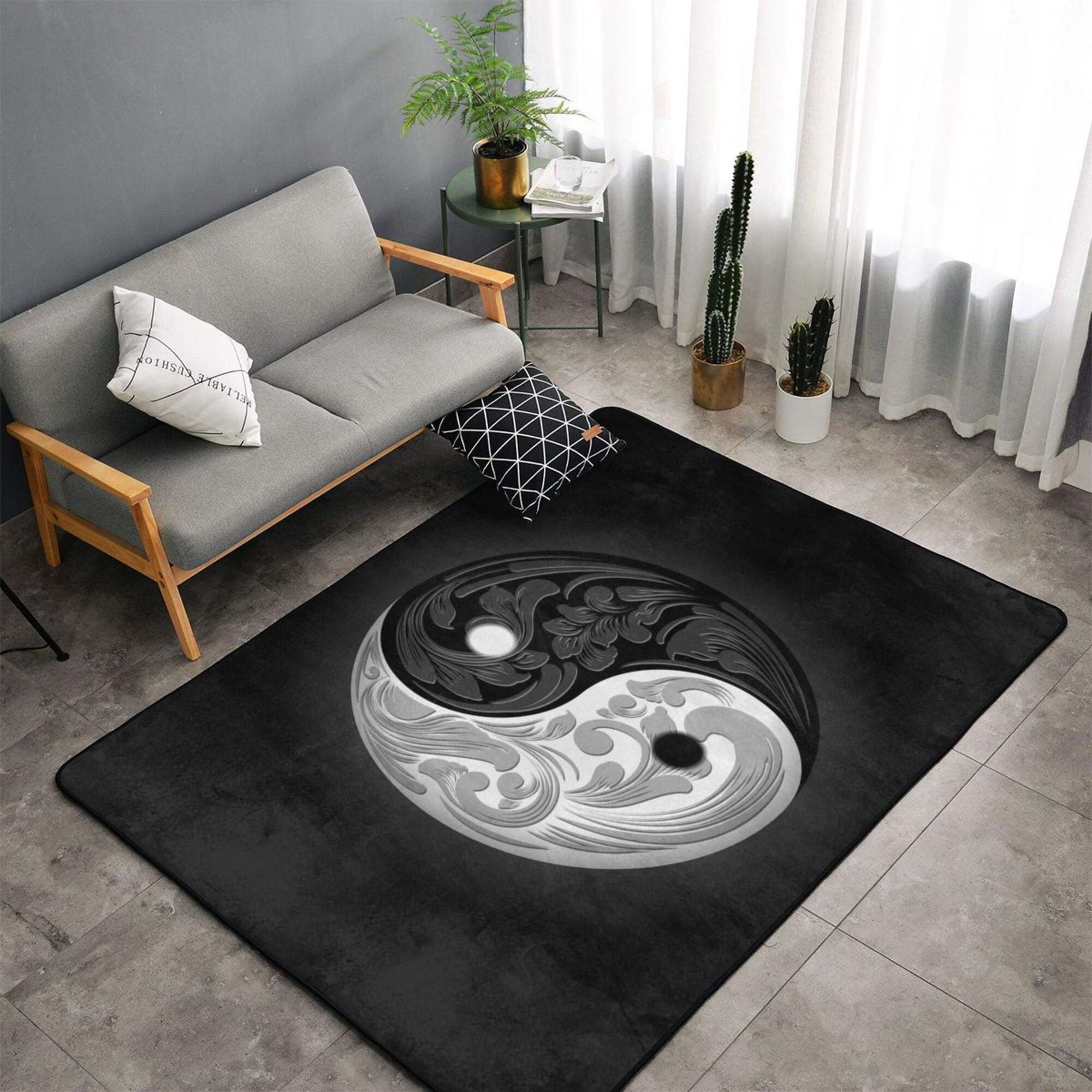 TEQUAN Area Rugs for Living Room Bedroom, Oriental Yin Yang Symbol ...