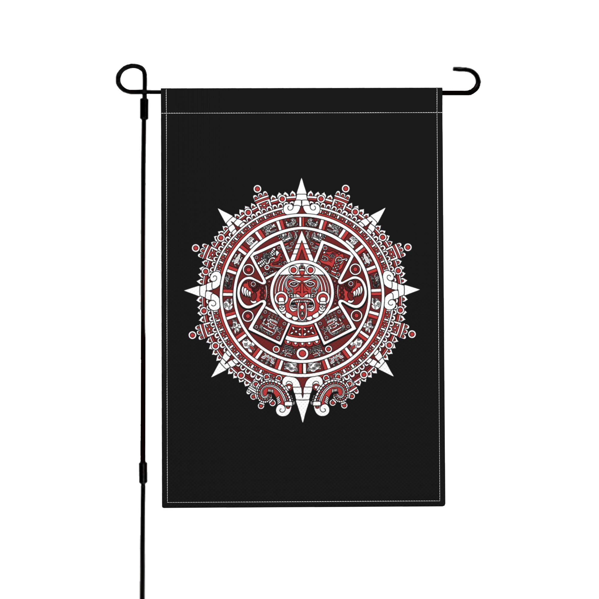 TEQUAN Aztec Mayan Calendar Red Garden Flags, 18 x 12 inch Double Sided ...