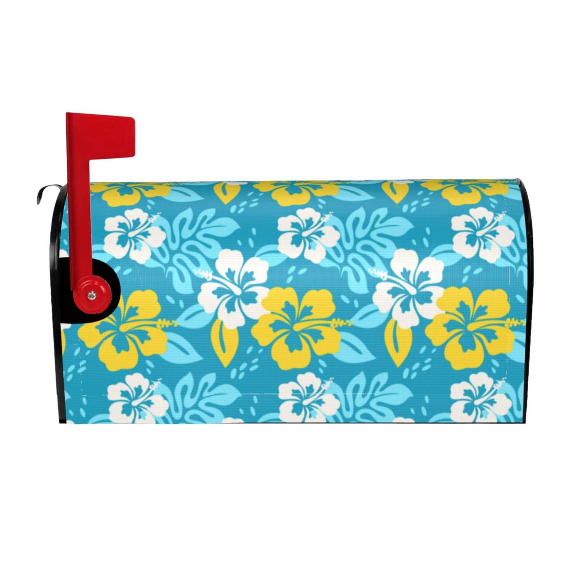 TEQUAN Blue Hawaiian Flowers Magnetic Mailbox Cover, Mailbox Wraps ...