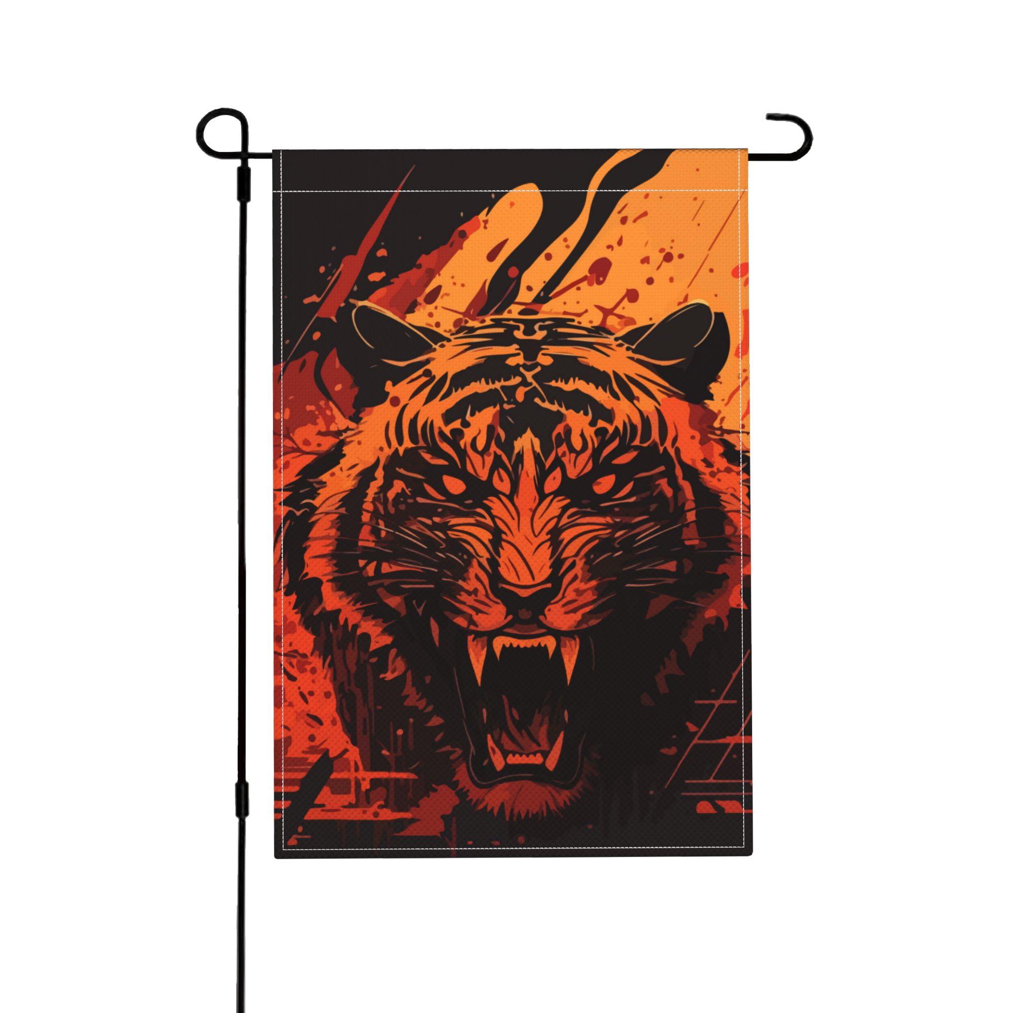 TEQUAN Cartoon Angry Orange Tiger Garden Flags, 18 x 12 inch Double ...