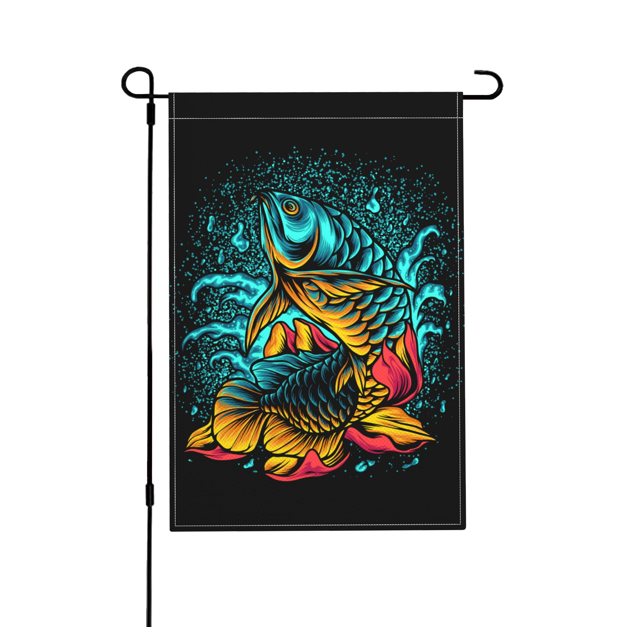 TEQUAN Cartoon Golden Arowana Fish Garden Flags, 18 x 12 inch Double ...
