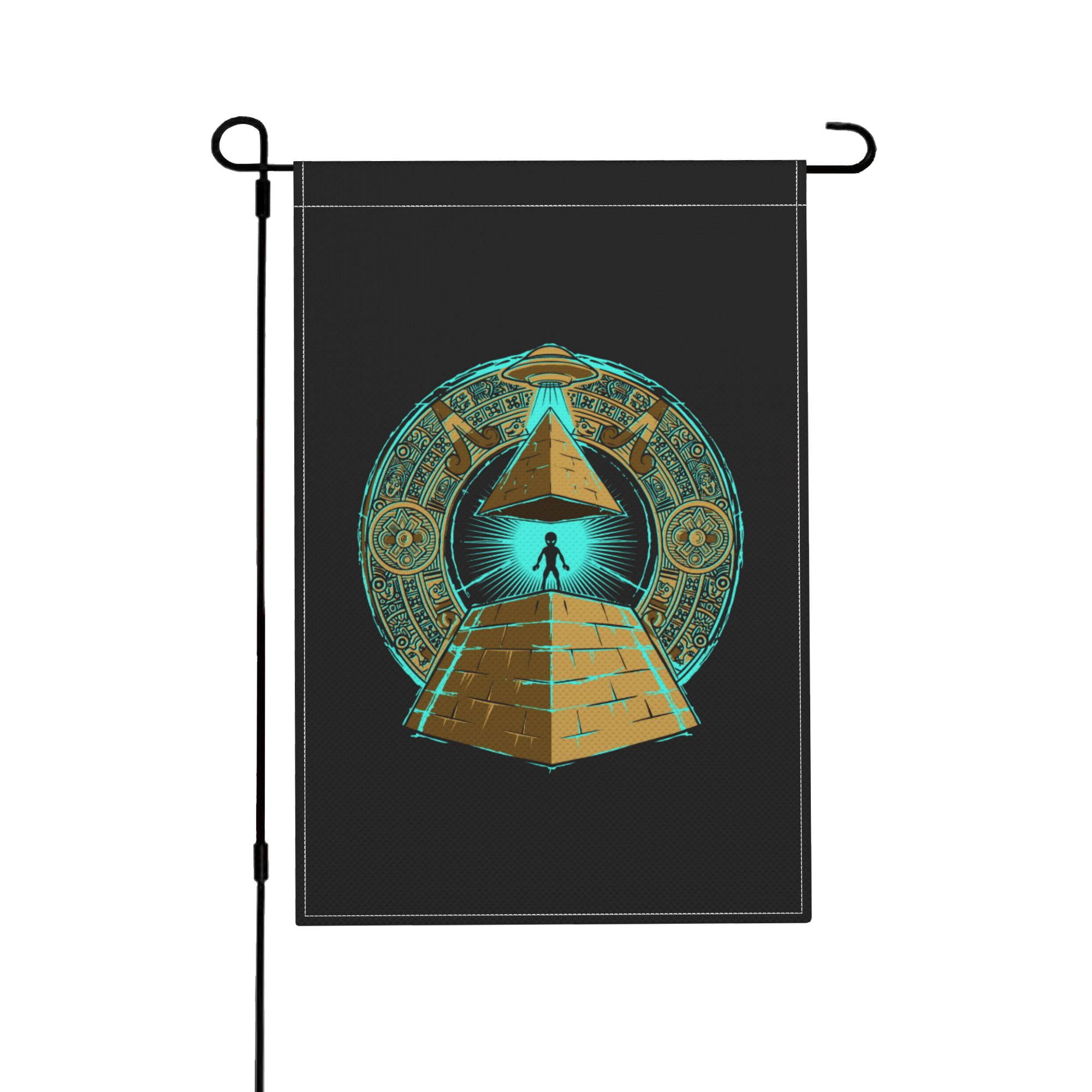 TEQUAN Cartoon Pyramid Ufo Alien Garden Flags, 18 x 12 inch Double ...