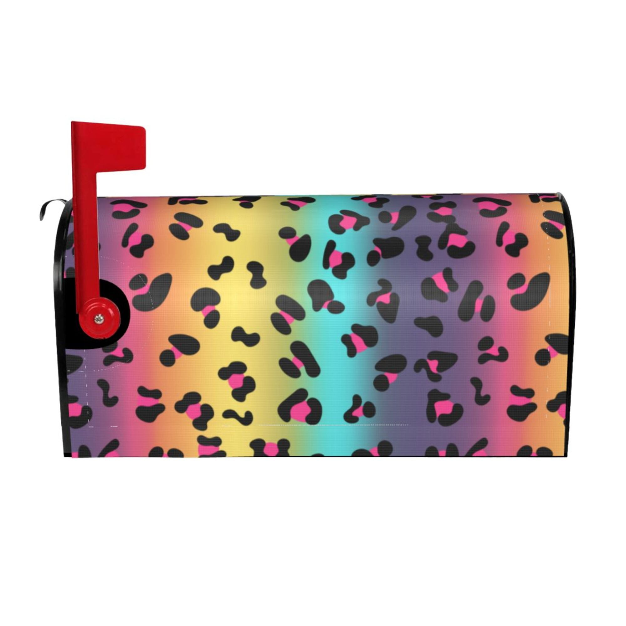 TEQUAN Colorful Leopard Print Rainbow Animal Magnetic Mailbox Cover ...
