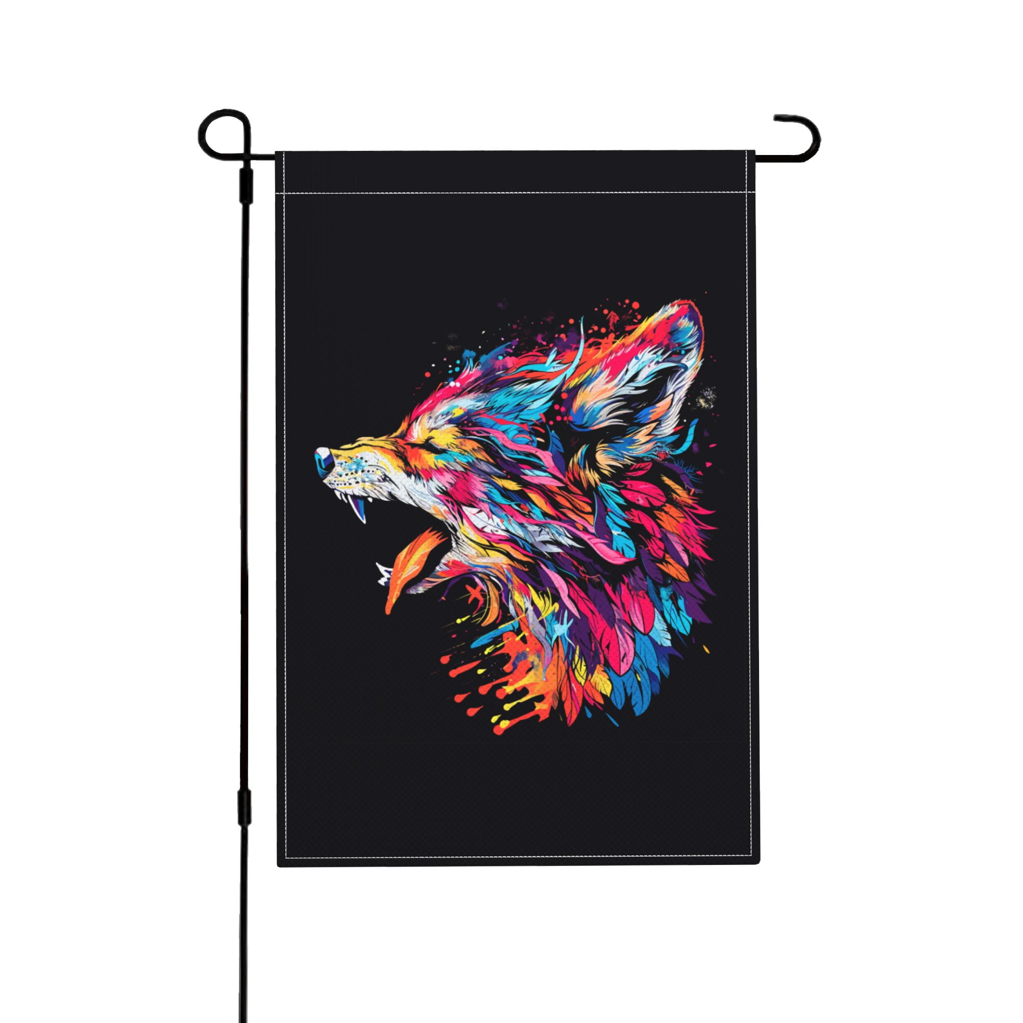 TEQUAN Colorful Roaring Wolf Garden Flags, 18 x 12 inch Double Sided ...