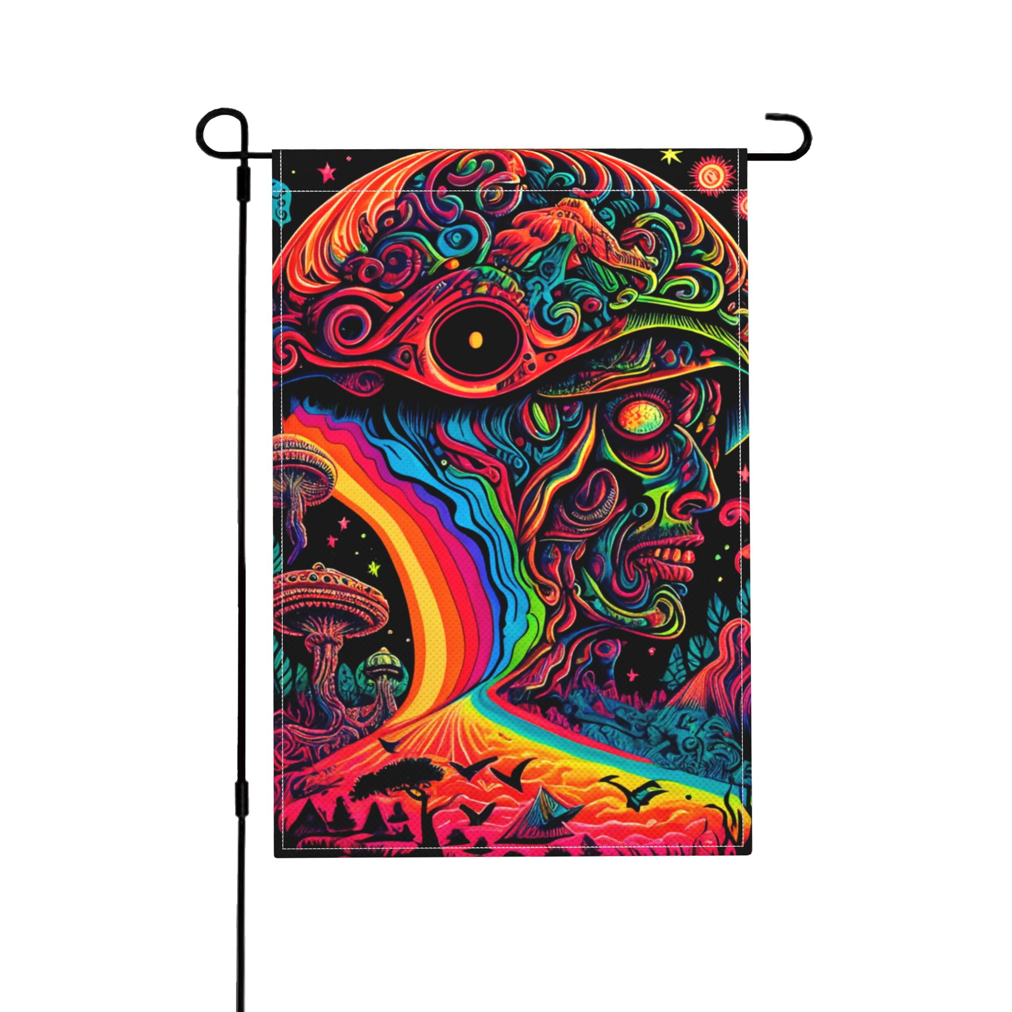 TEQUAN Colorful Trippy Hippie Aliens Poster Garden Flags, 18 x 12 inch ...
