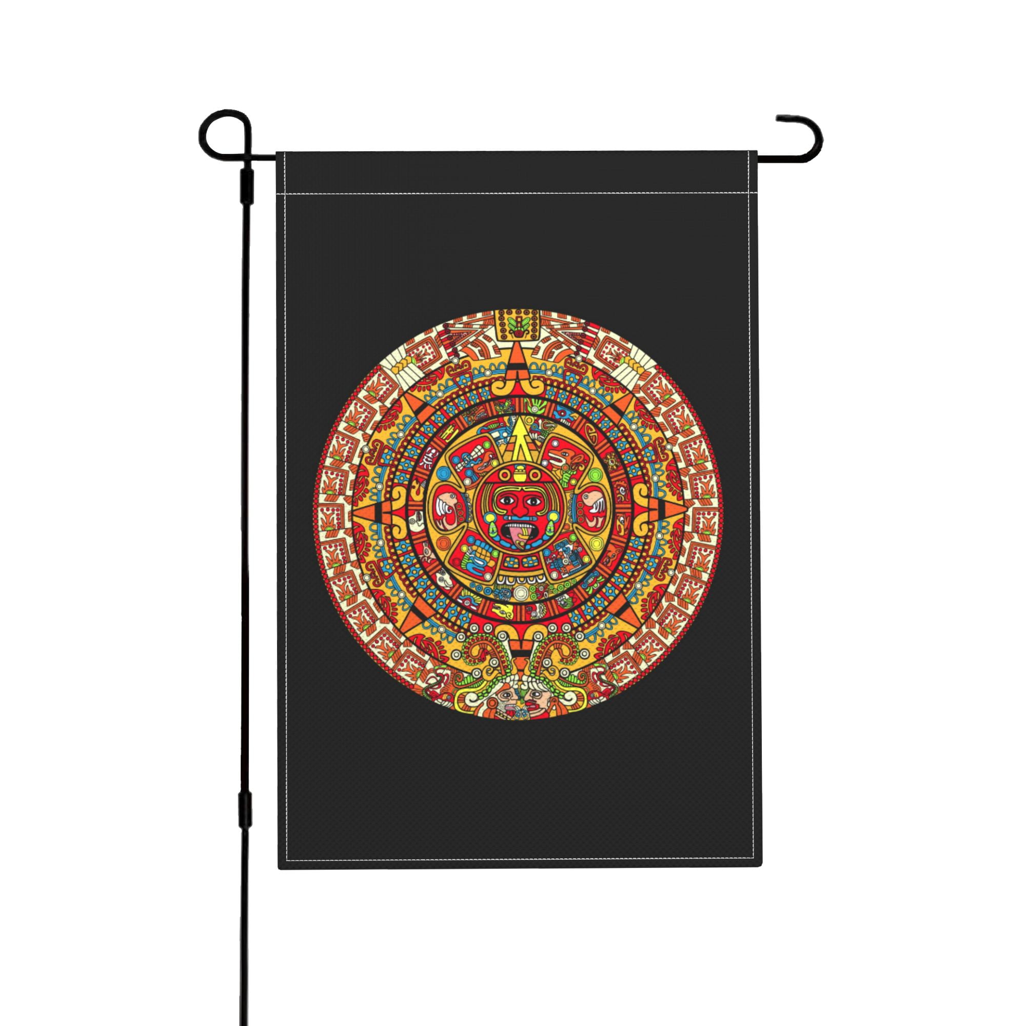 TEQUAN Colorfull Maya Aztec Calendar Garden Flags, 18 x 12 inch Double ...