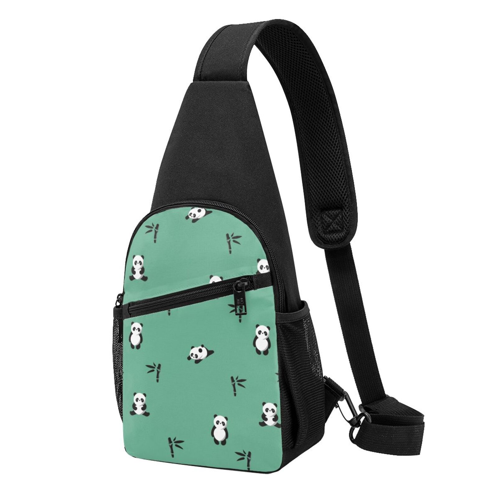 TEQUAN Crossbody Bag Chest Pack, Cute Pandas Green Pattern Sling Bags ...