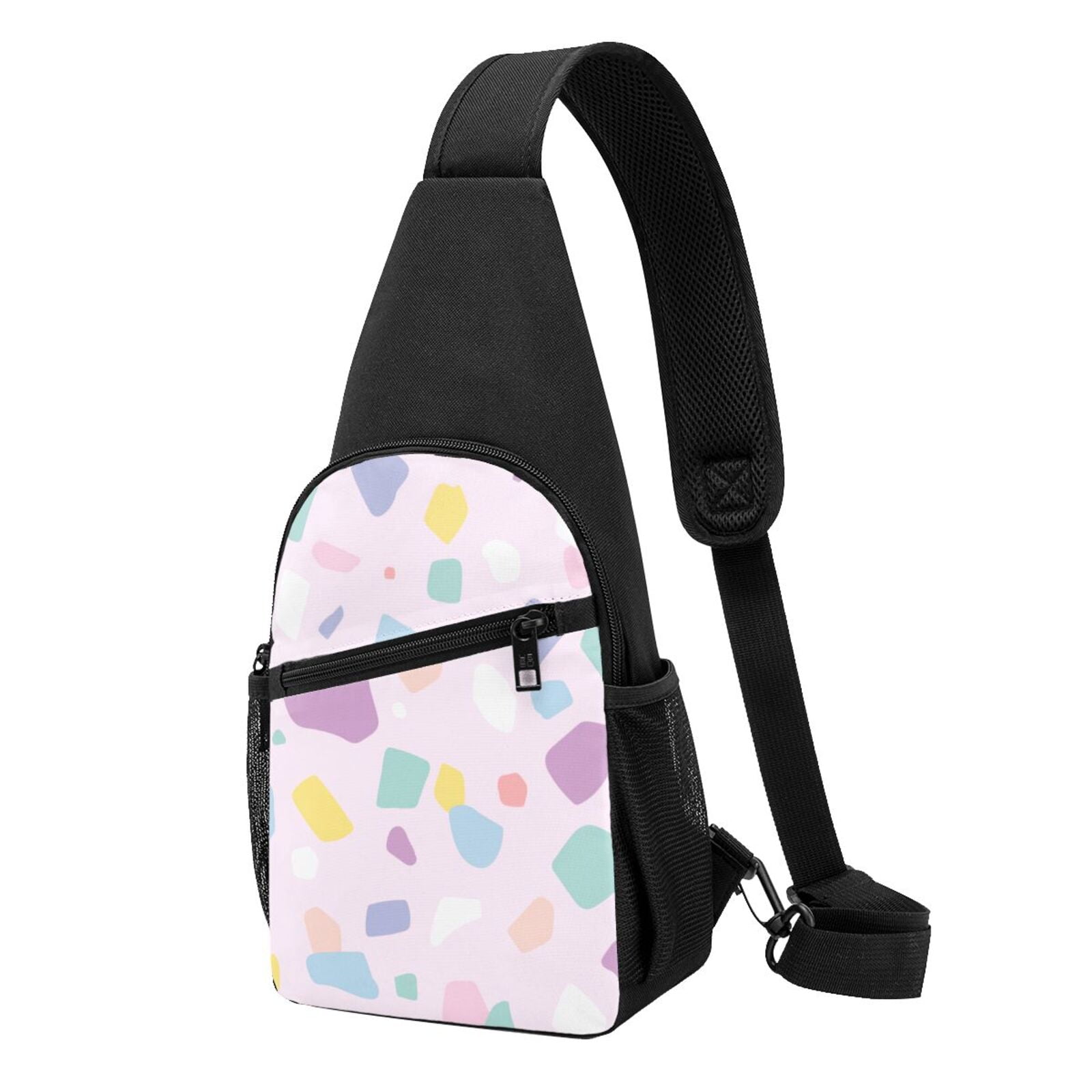 TEQUAN Crossbody Bag Chest Pack, Cute Pastel Terrazzo Pattern Sling ...