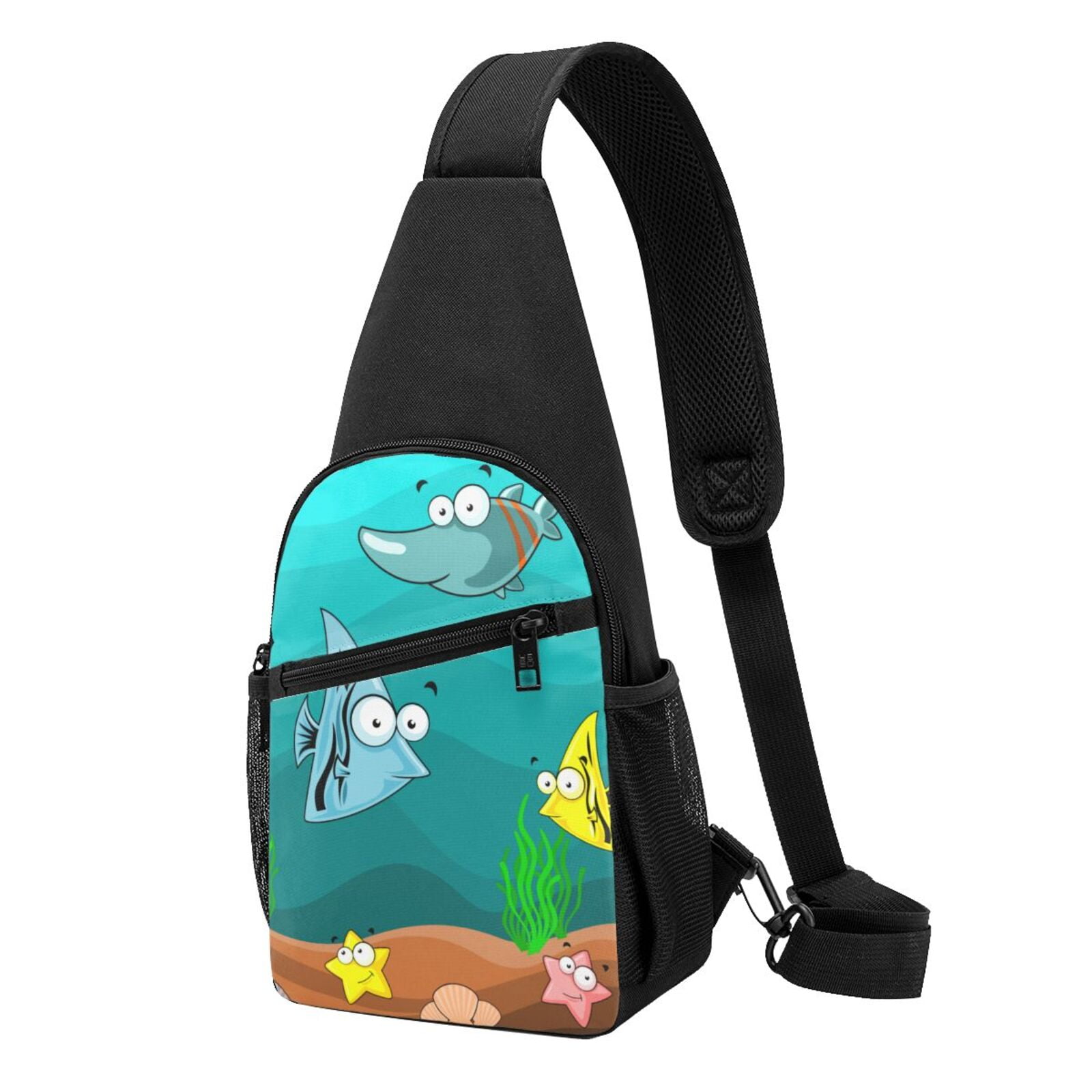 TEQUAN Crossbody Bag Chest Pack, Undersea Fish Crab Pattern Sling Bags ...