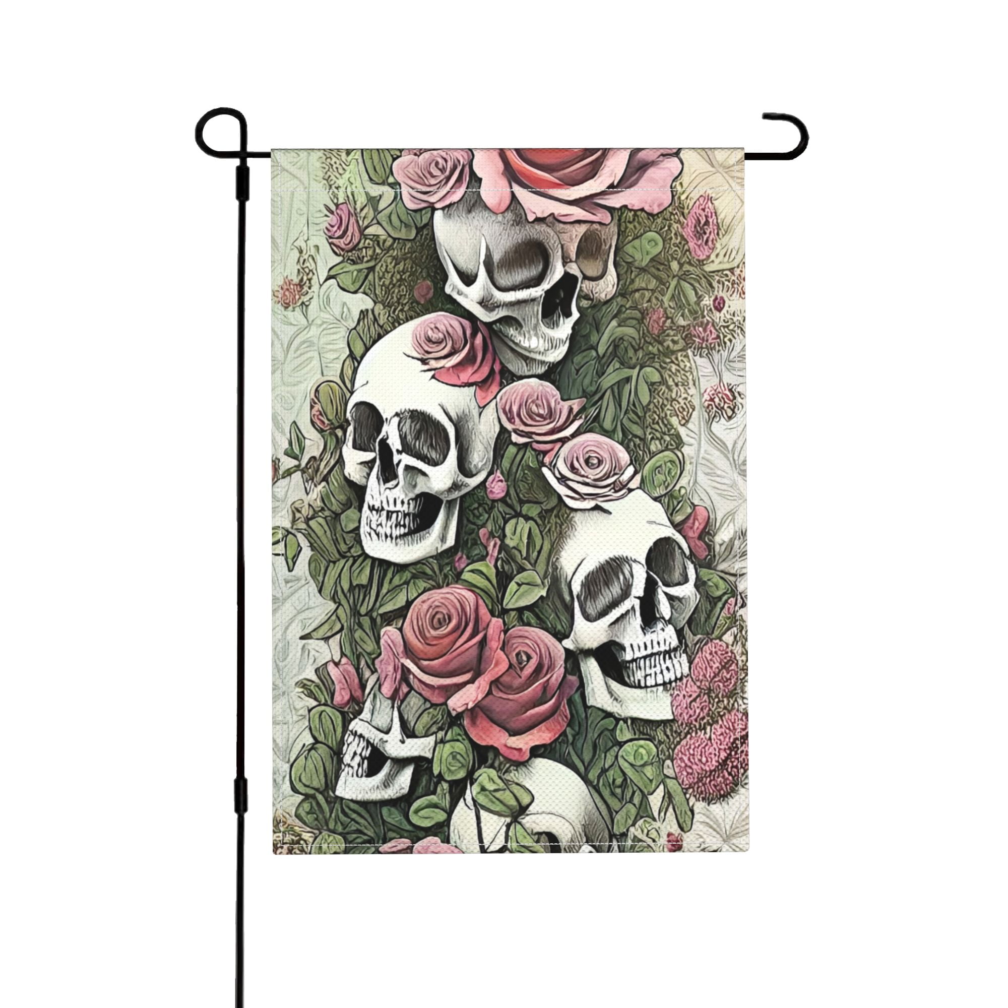 TEQUAN Deadhead Roses Grateful Skulls Dead Skeleton Garden Flags, 18 x ...