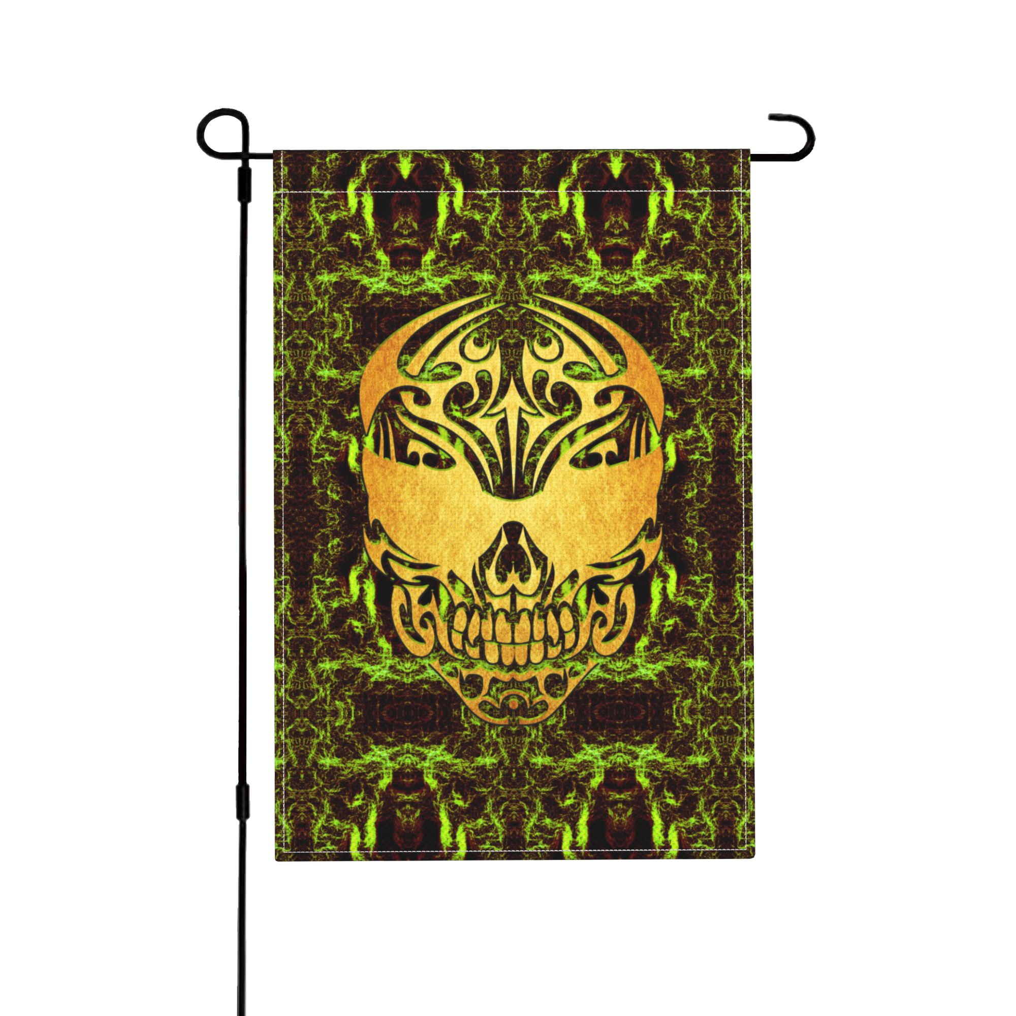 TEQUAN Death Tribal Skull Green Garden Flags, 18 x 12 inch Double Sided ...