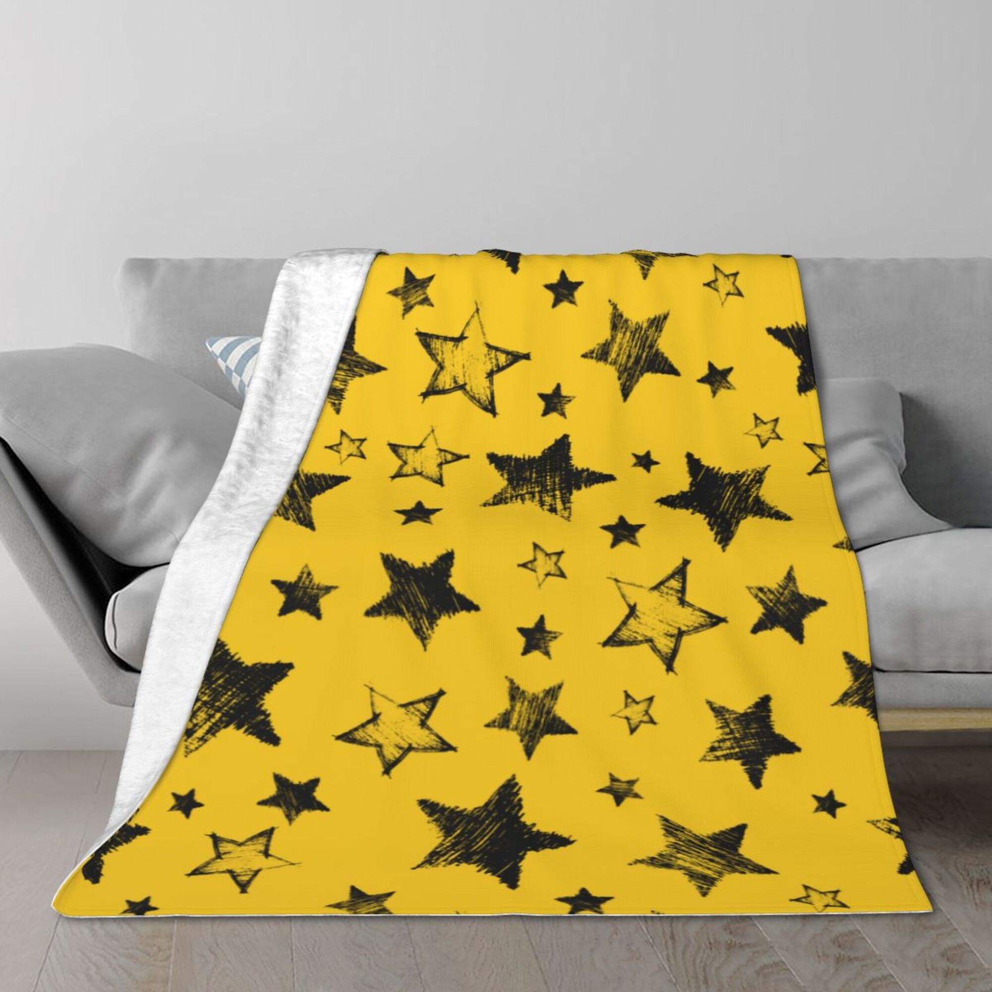TEQUAN Double Layer Plush Bed Blanket, Abstract Grunge Stars Texture ...