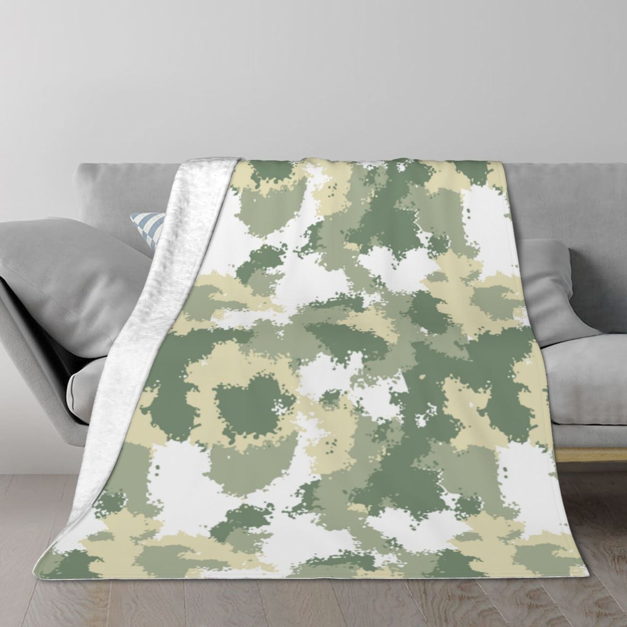 TEQUAN Double Layer Plush Bed Blanket, Abstract Paint Splash Camouflage ...