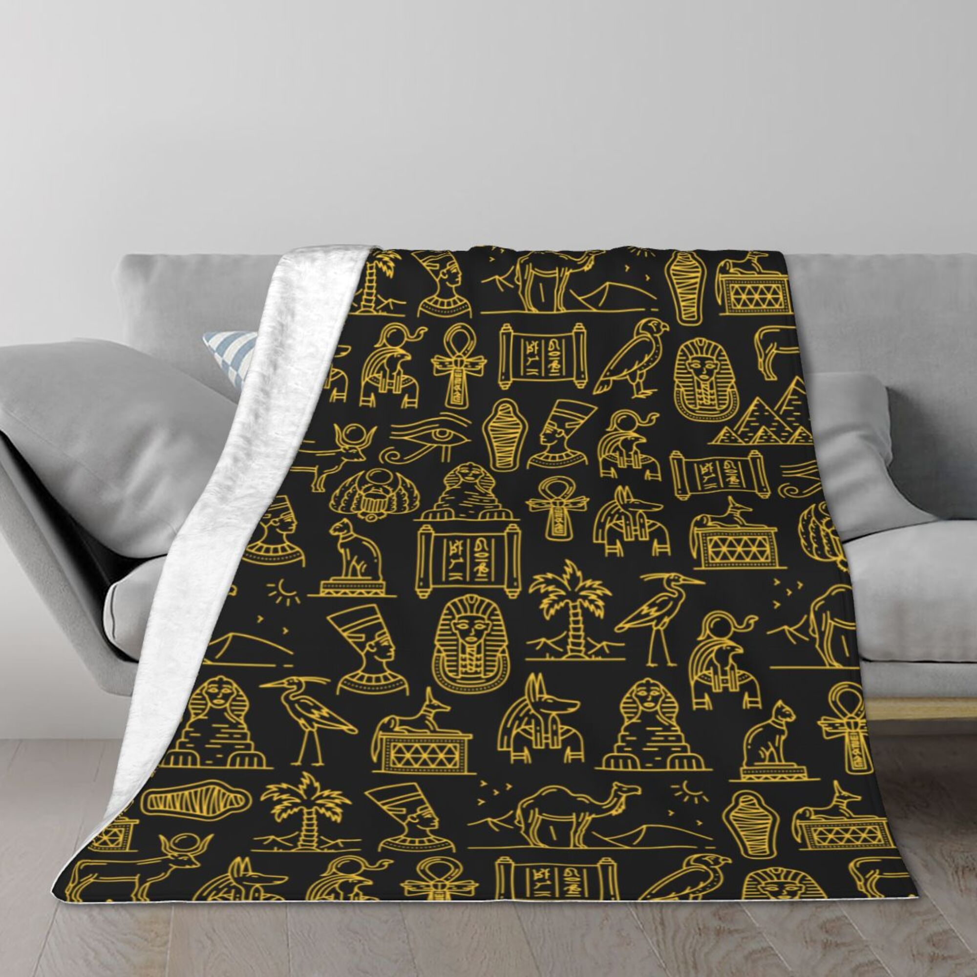 TEQUAN Double Layer Plush Bed Blanket, Ancient Gods of Egypt Pattern ...