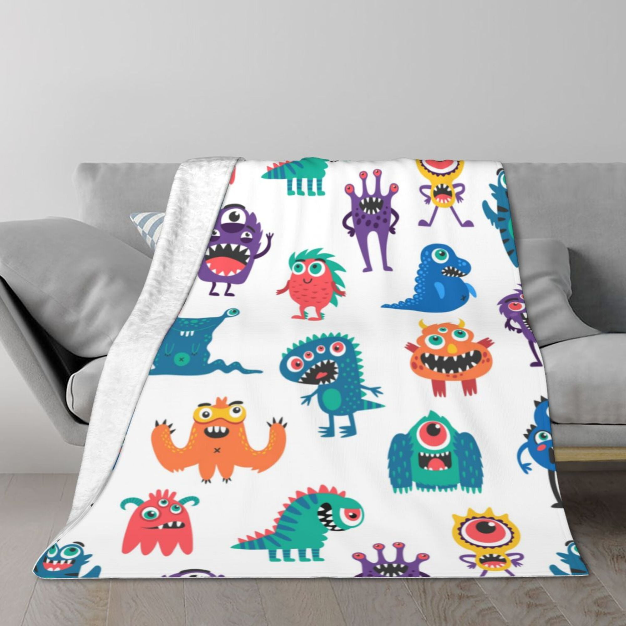 TEQUAN Double Layer Plush Bed Blanket, Cartoon Gremlin Cyclops Monsters ...