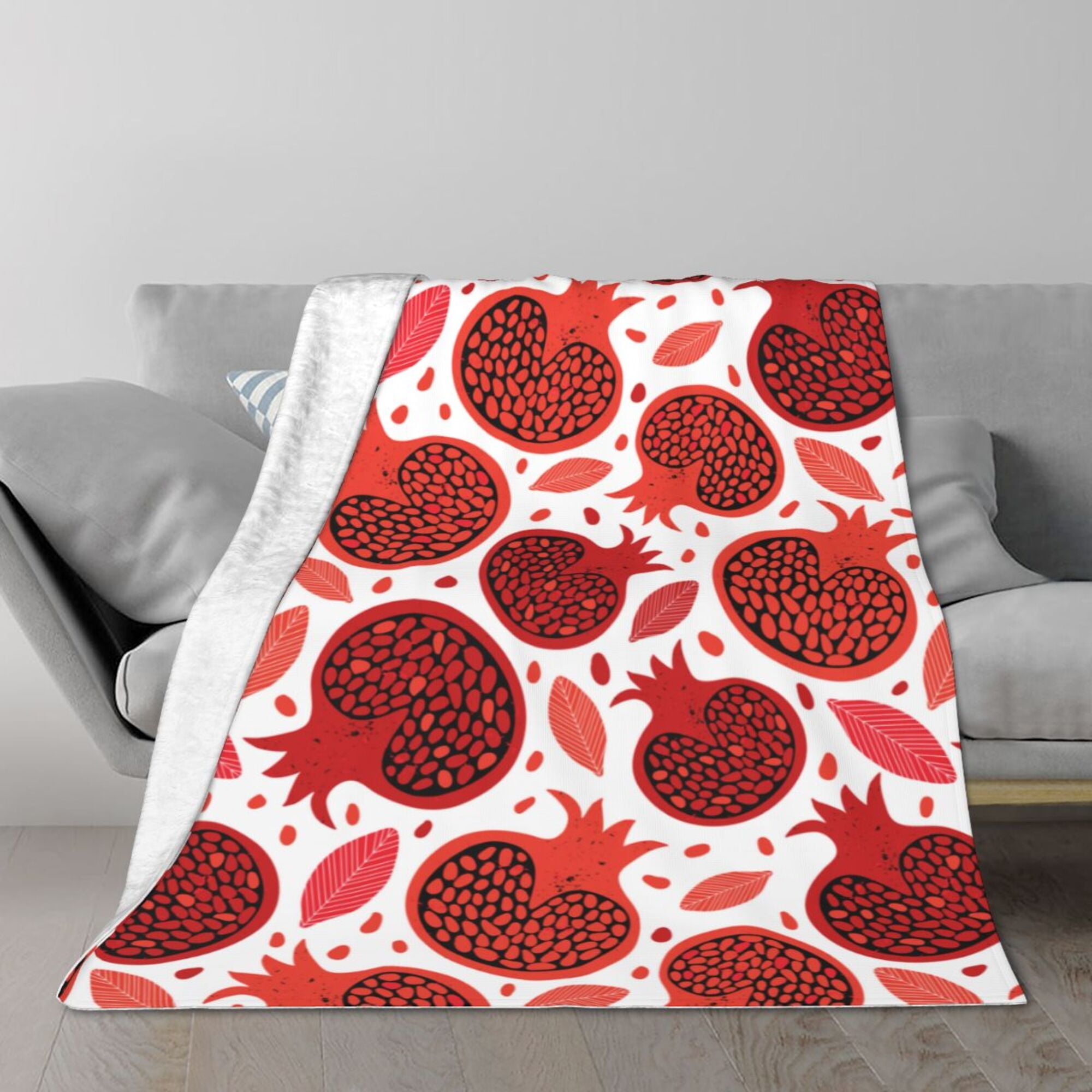 TEQUAN Double Layer Plush Bed Blanket, Cartoon Pomegranate Tropical ...