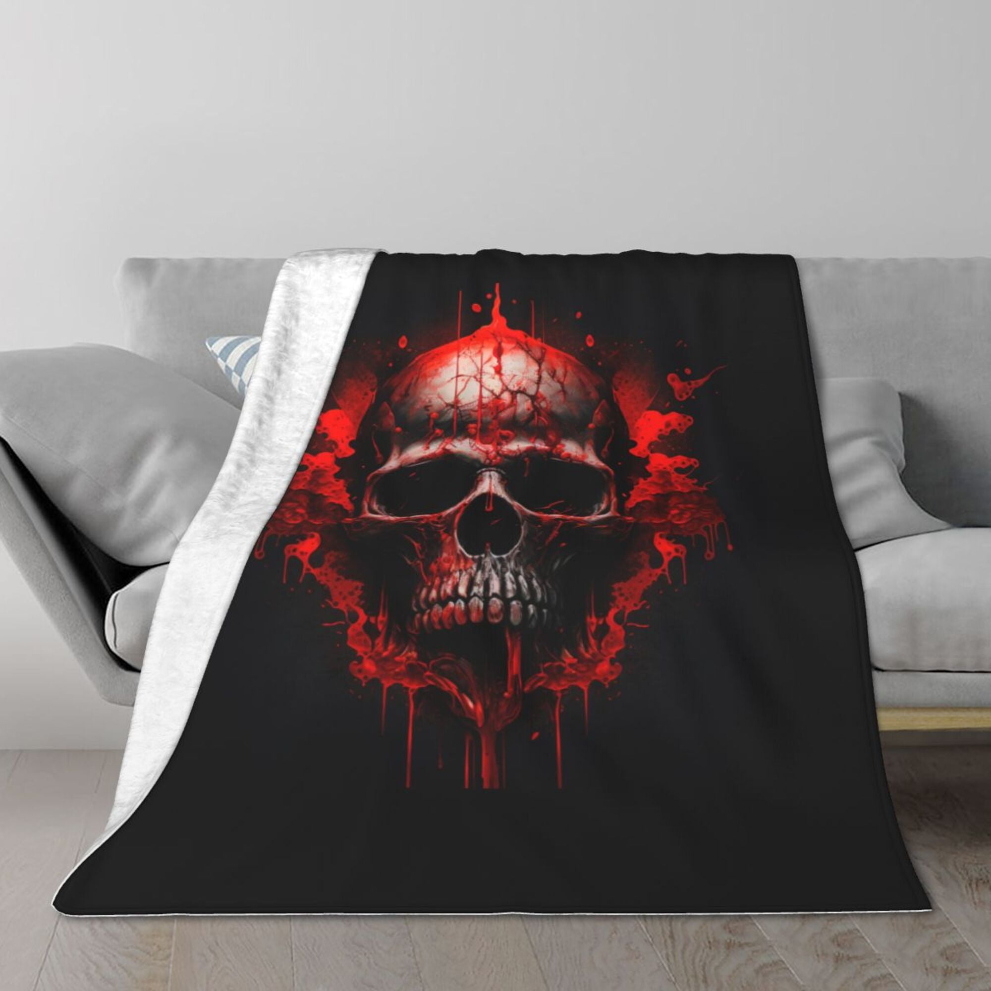 TEQUAN Double Layer Plush Bed Blanket, Gothic Skull Blood Skeleton ...