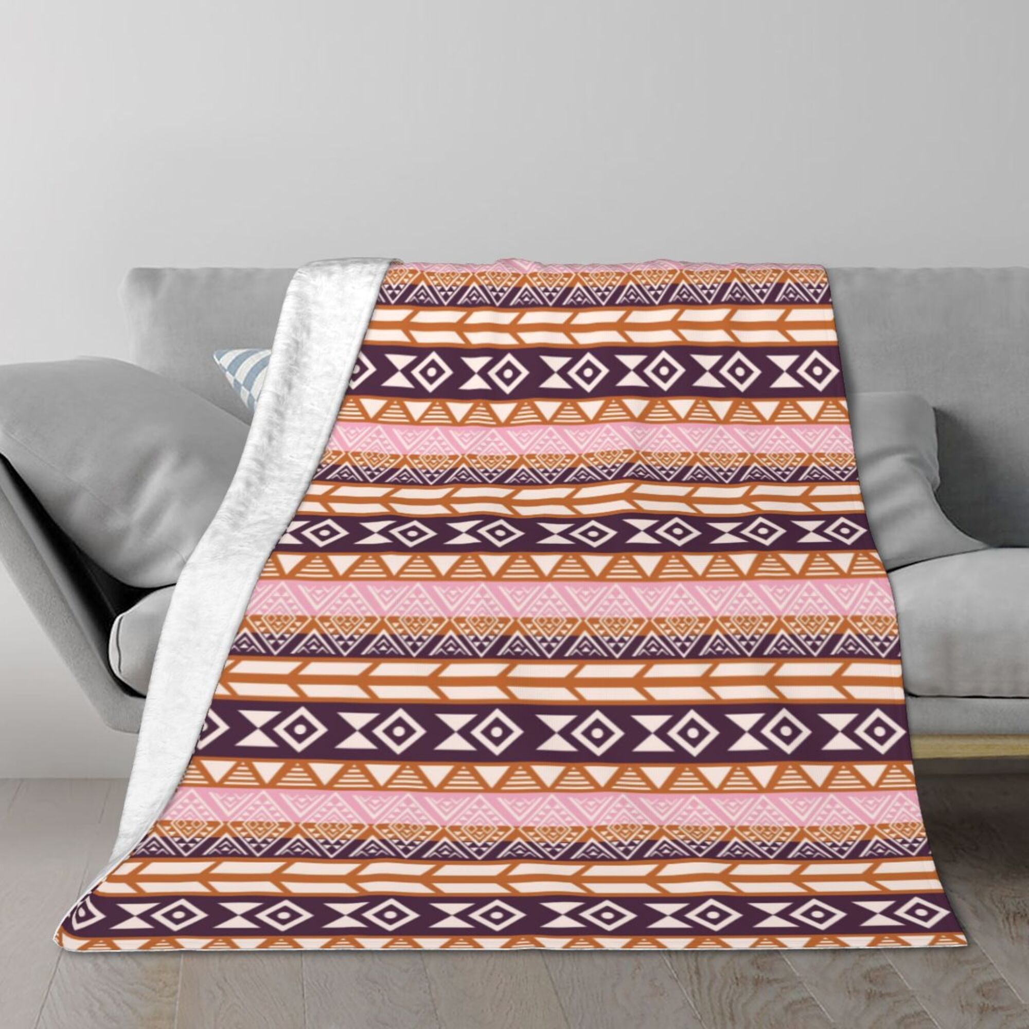 TEQUAN Double Layer Plush Bed Blanket, Retro Aboriginal Tribe Style ...
