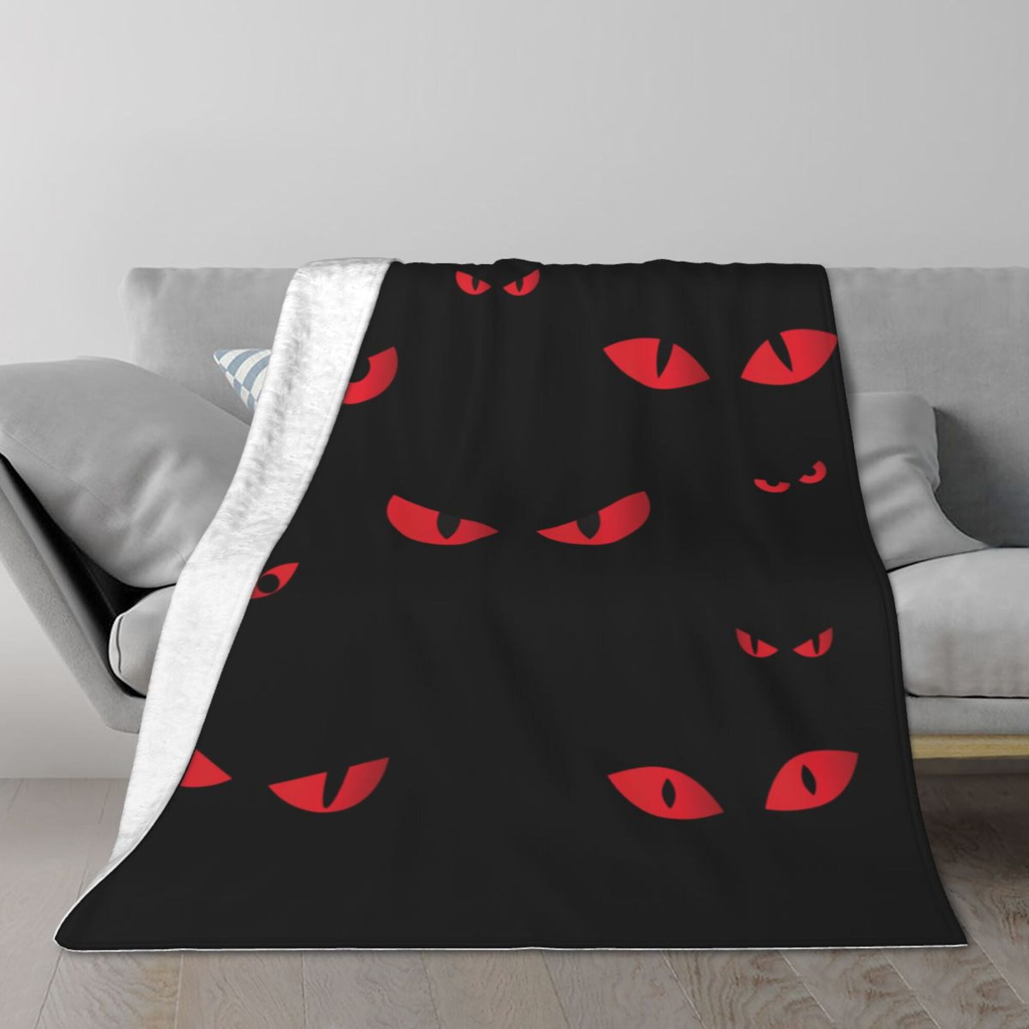 TEQUAN Double Layer Plush Bed Blanket, Spooky Scary Monster Eyes ...