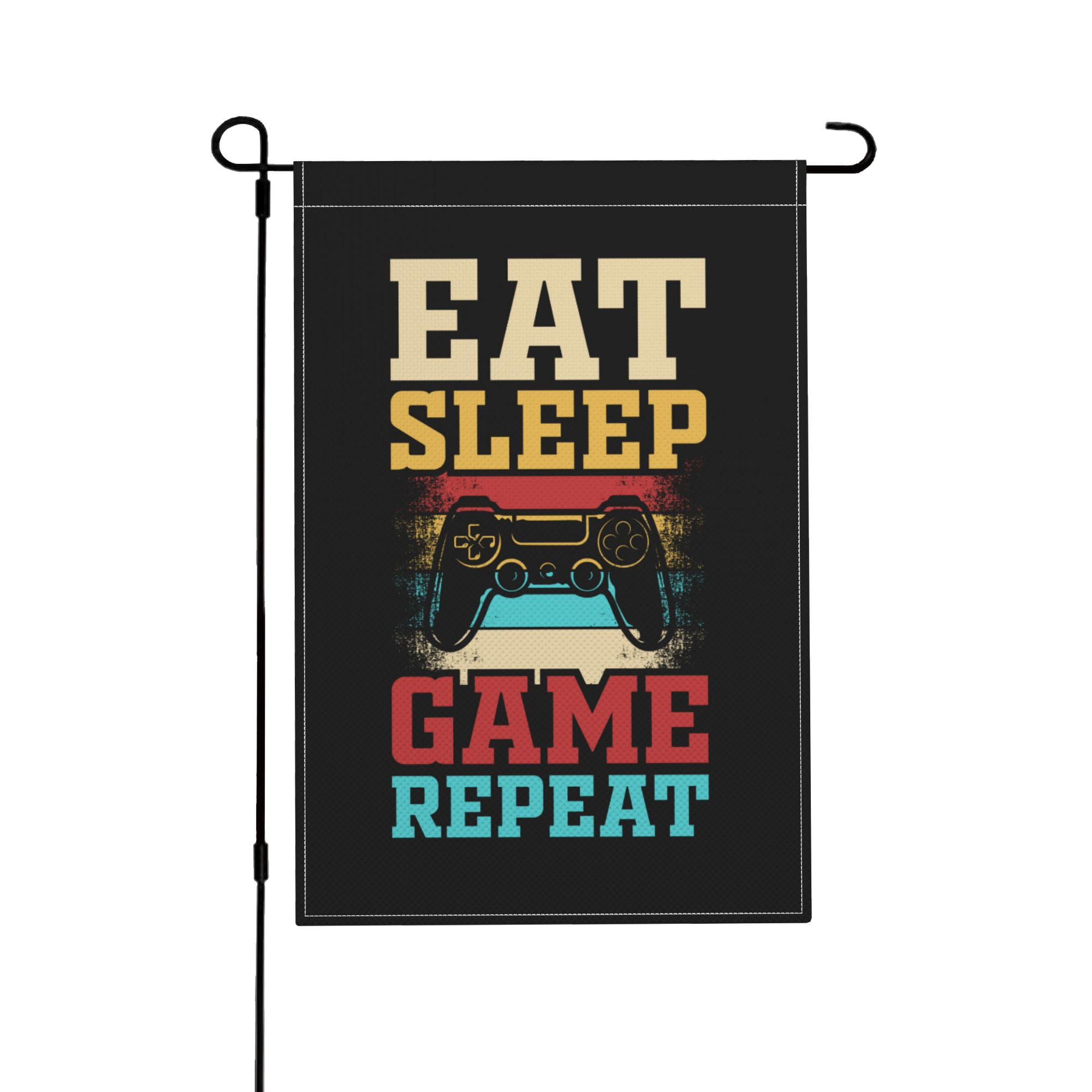 TEQUAN Eat Sleep Game Repeat Gamepad Garden Flags, 18 x 12 inch Double ...