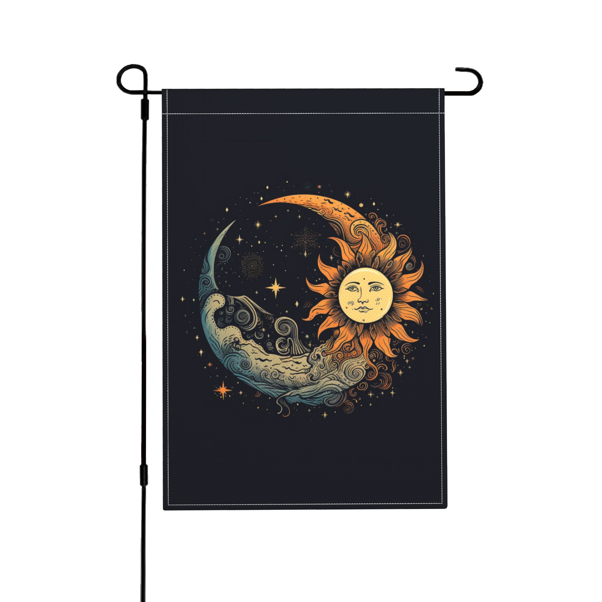 TEQUAN Fantasy Moon Sun Face Garden Flags, 18 x 12 inch Double Sided ...