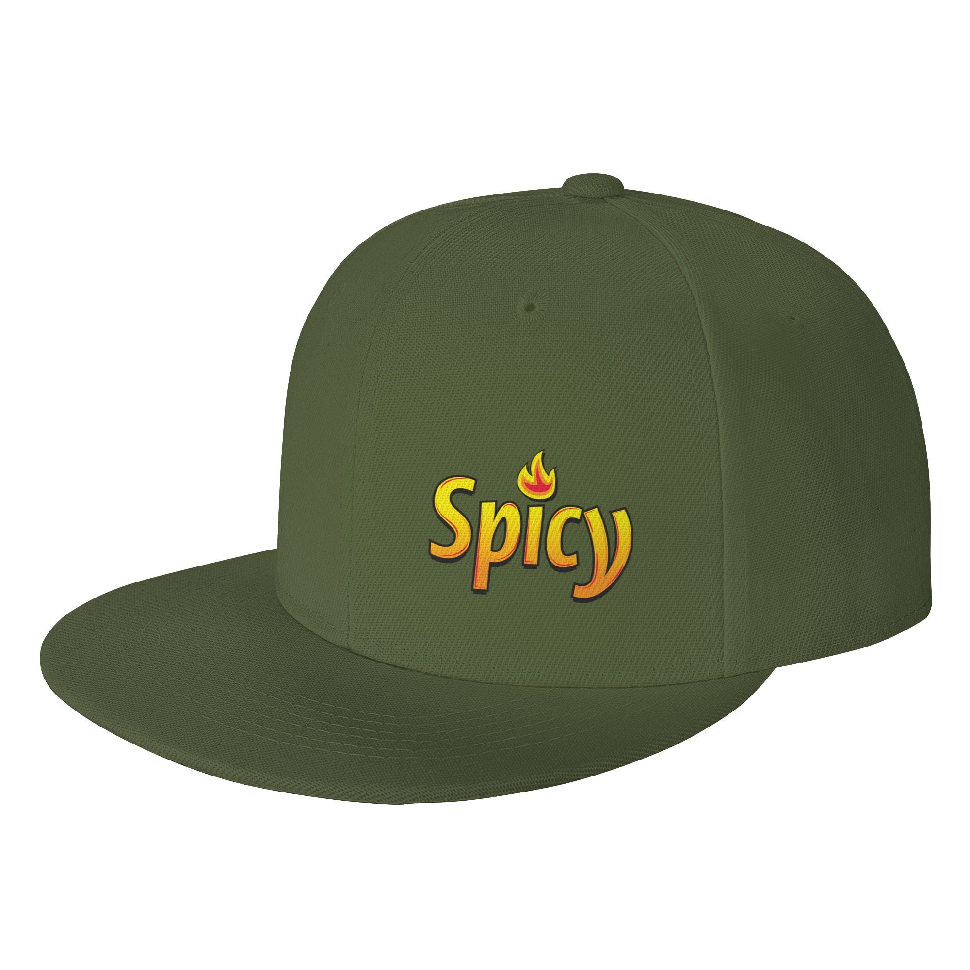 TEQUAN Flat Brim Hat Snapback Hats, Fire Font Spicy Pattern Adjustable ...