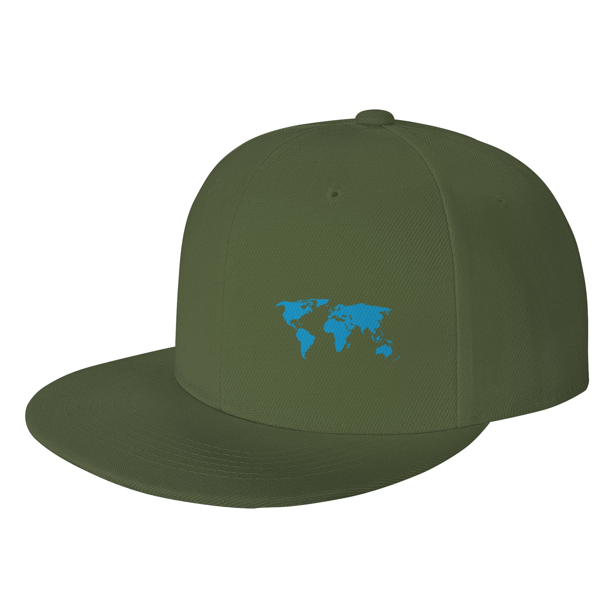 TEQUAN Flat Brim Hat Snapback Hats, Global Earth World Map Pattern ...