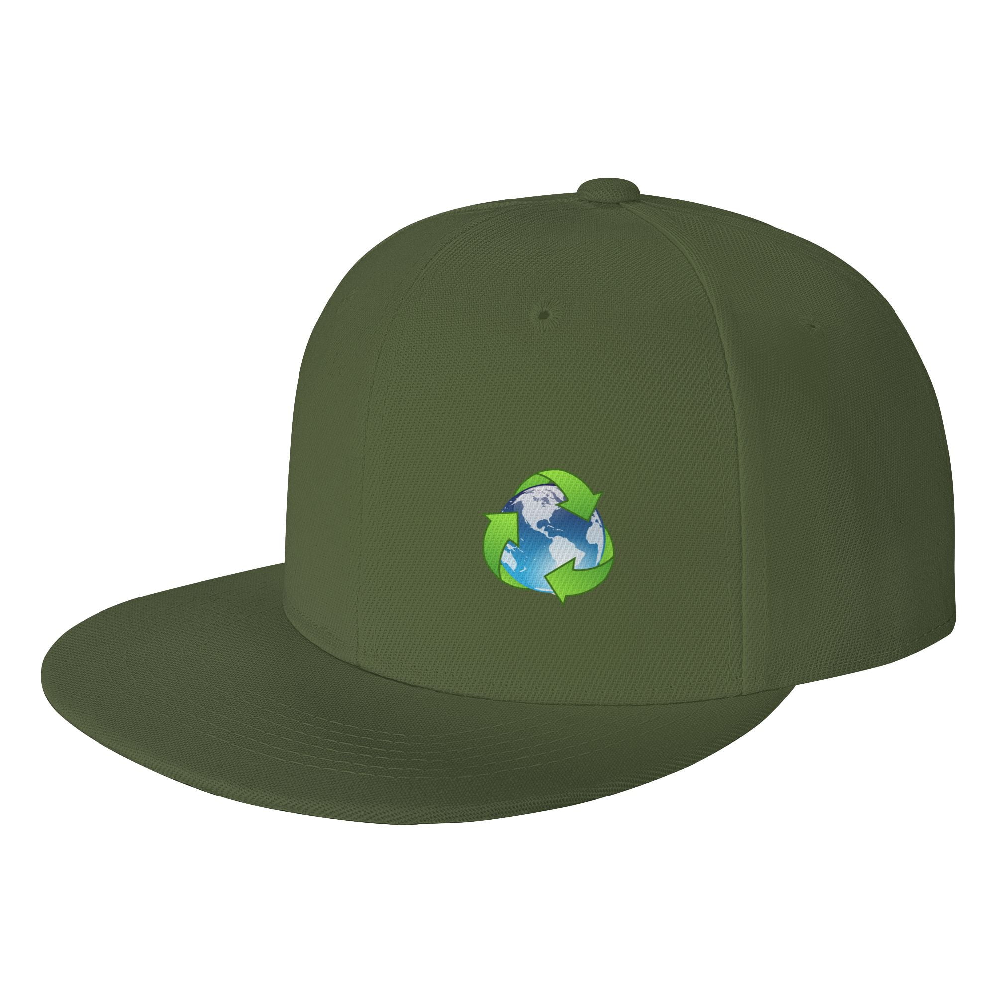 TEQUAN Flat Brim Hat Snapback Hats, Recycle Green Earth Pattern ...
