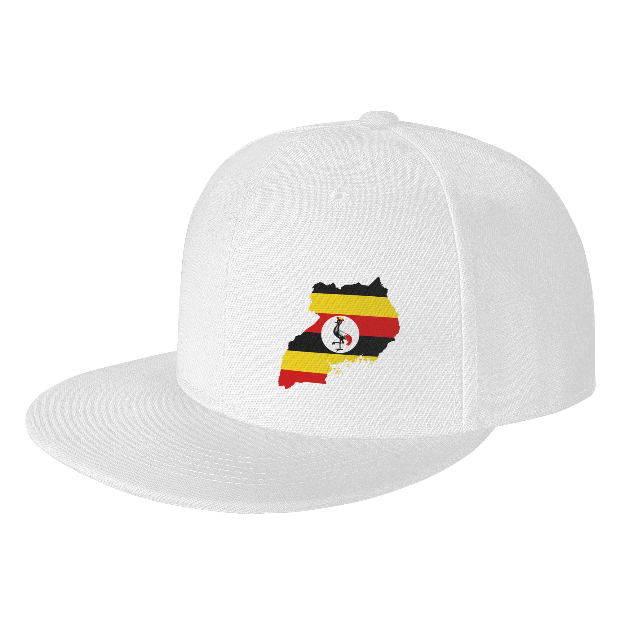 TEQUAN Flat Brim Hat Snapback Hats, Uganda Geography Map Flag Pattern ...