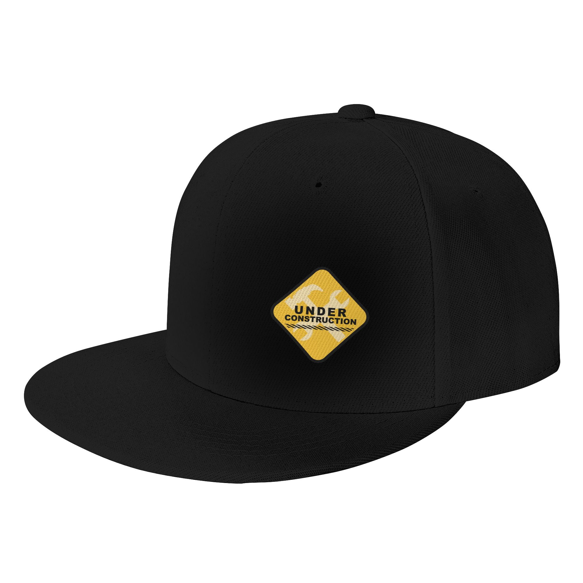 TEQUAN Flat Brim Hat Snapback Hats, Under Construction Sign Pattern ...