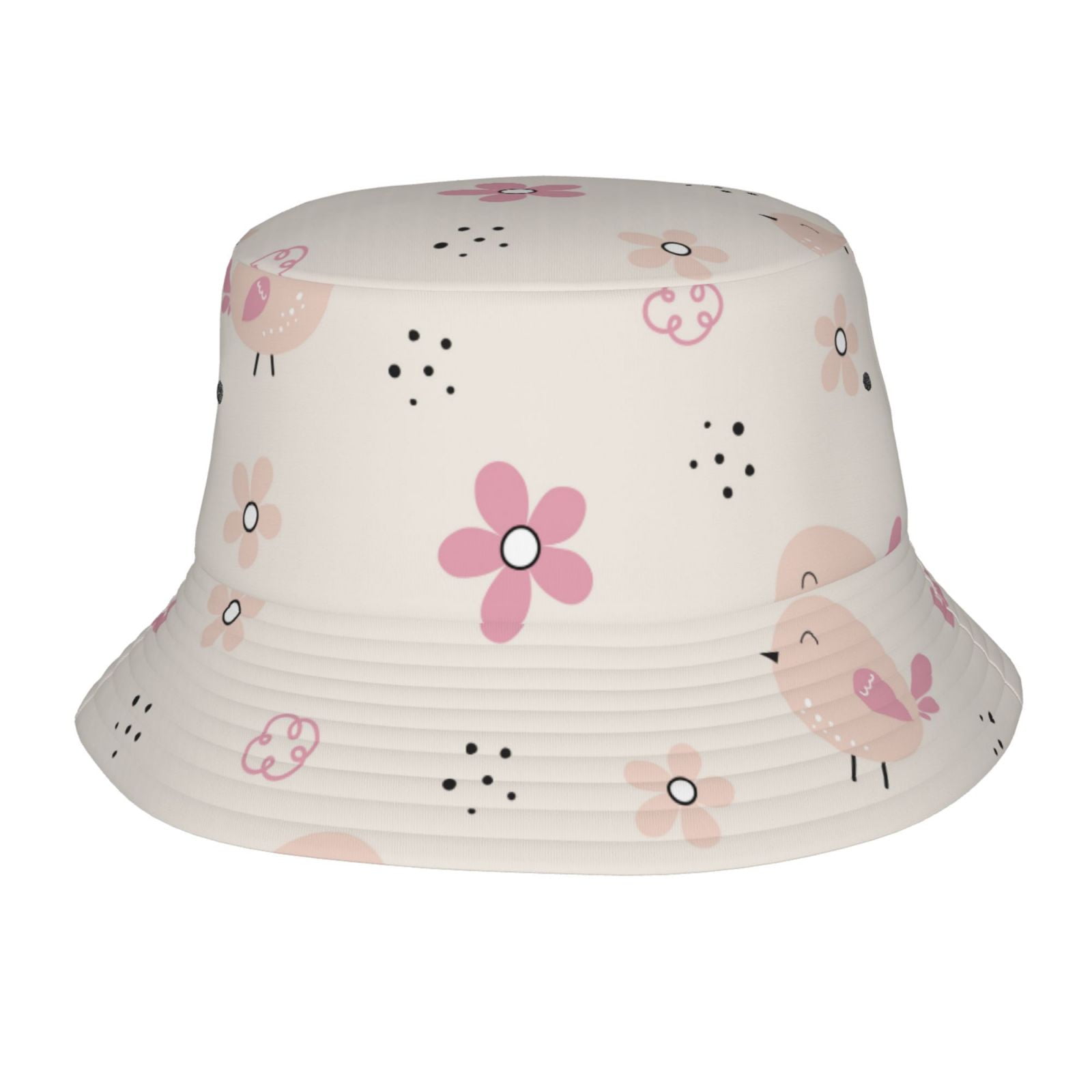 TEQUAN Foldable Polyester Adult Bucket Hat Cartoon Cute Birds Flower ...