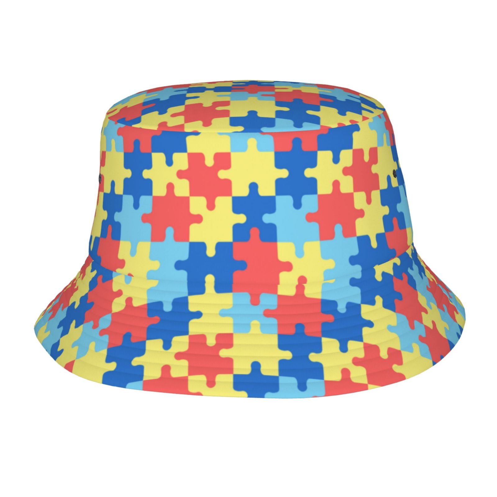 TEQUAN Foldable Polyester Adult Bucket Hat Colorful Autism Pattern with ...