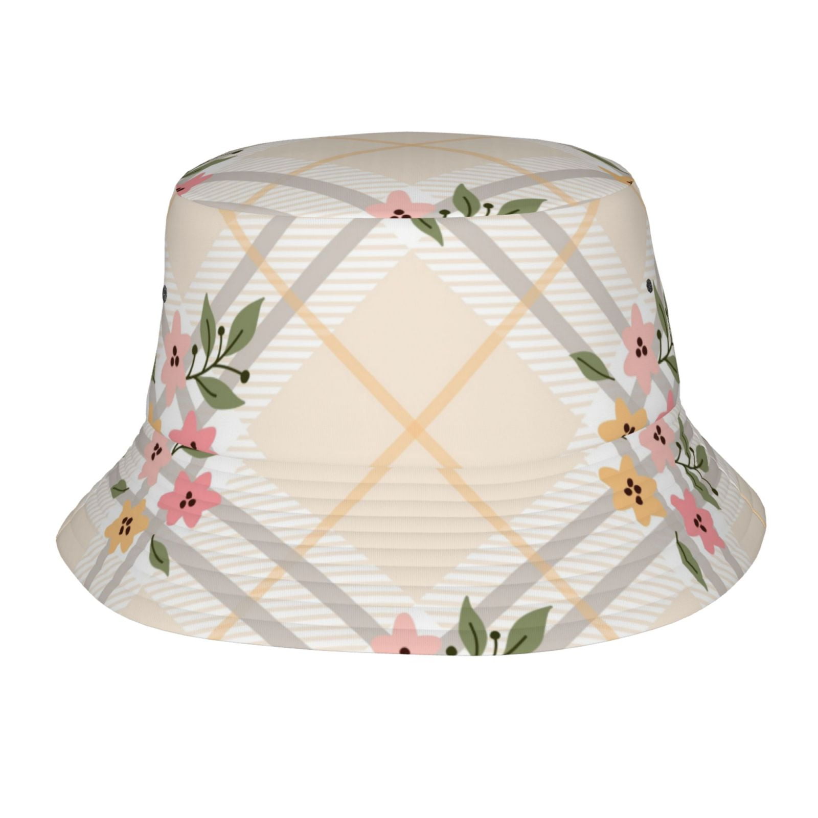 TEQUAN Foldable Polyester Adult Bucket Hat Geometry Cartoon Floral Prints Sun Beach Fishing ...