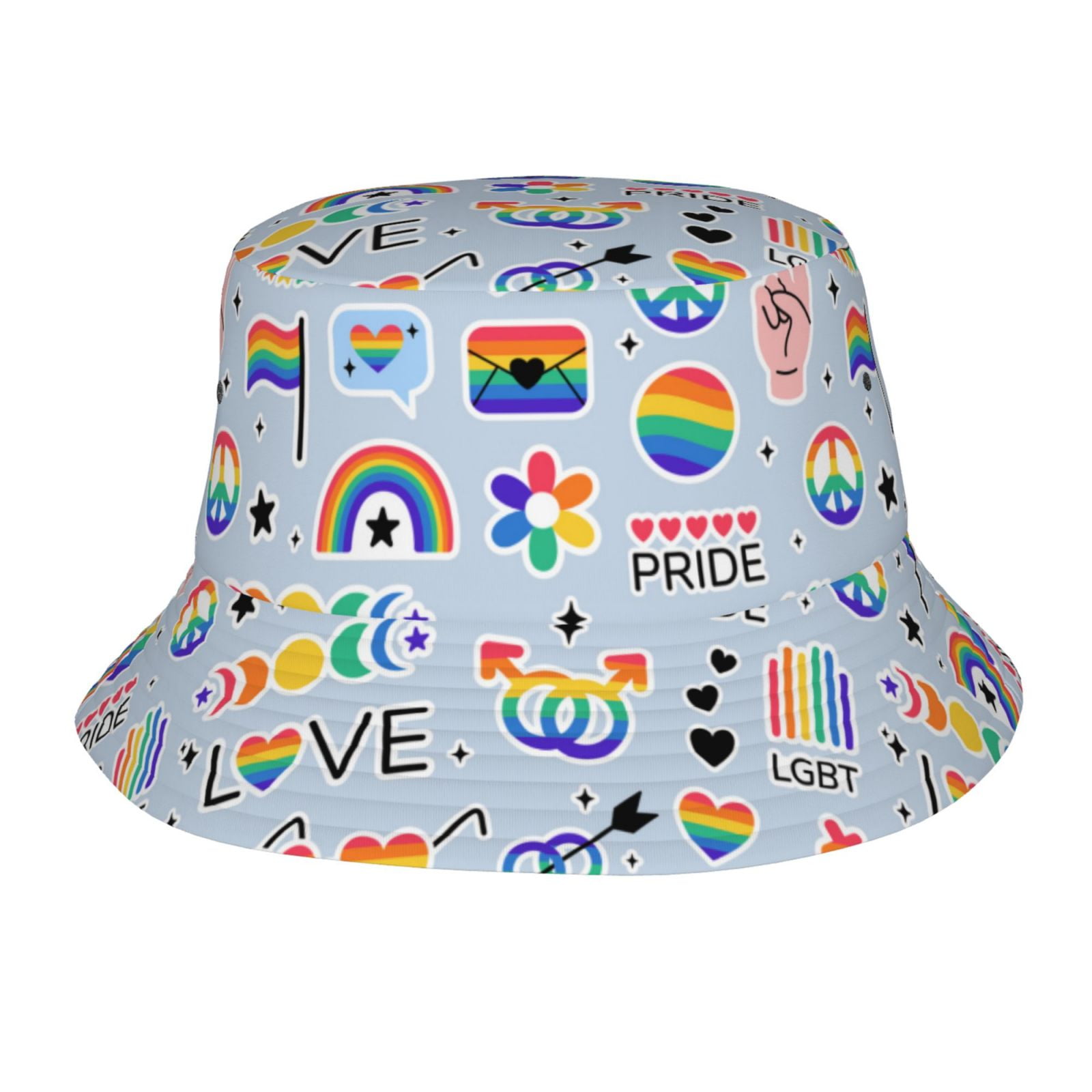 TEQUAN Foldable Polyester Adult Bucket Hat Rainbow Lgbt Pride Doodle ...