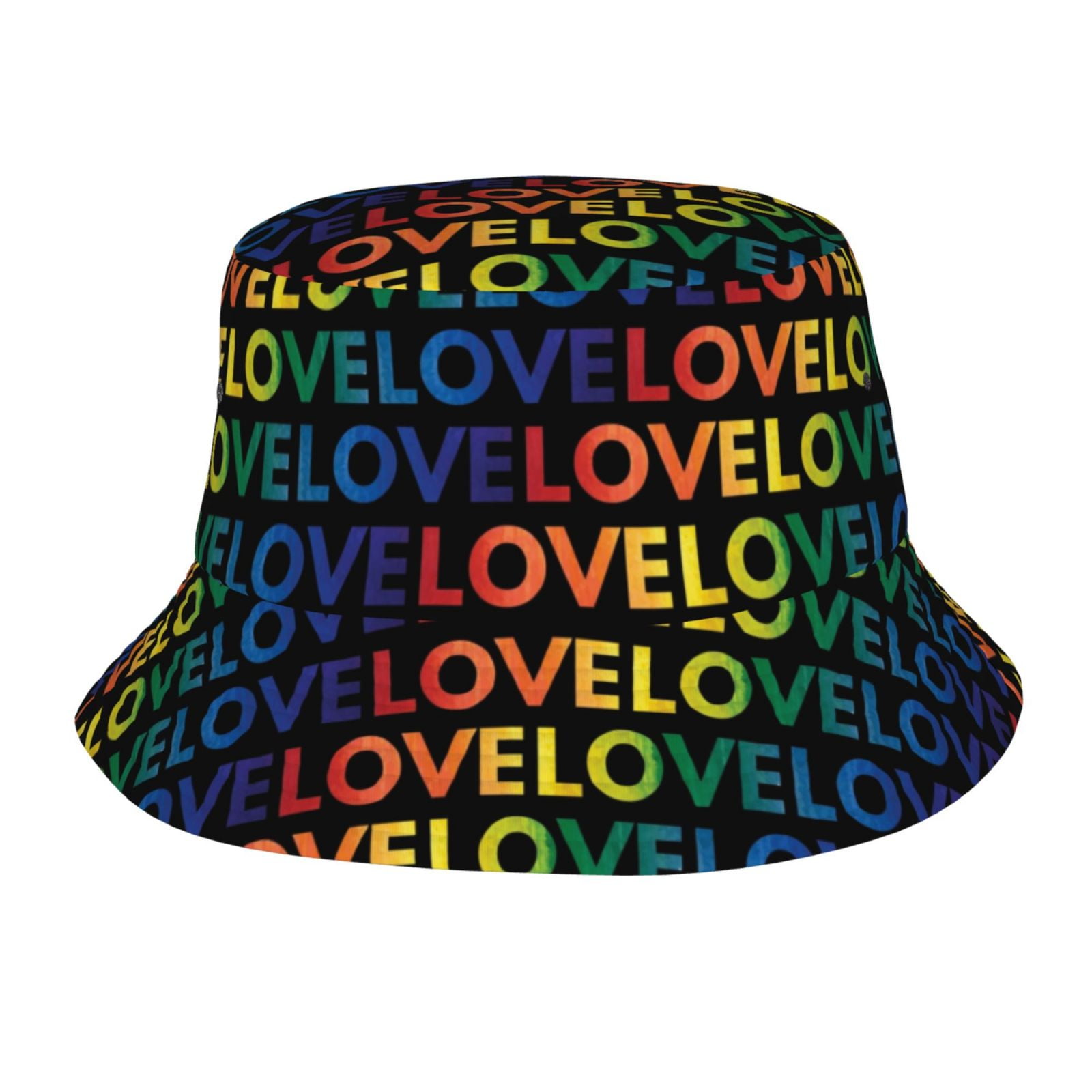 TEQUAN Foldable Polyester Adult Bucket Hat Rainbow Lgbt Pride Prints Sun Beach Fishing Outdoor ...