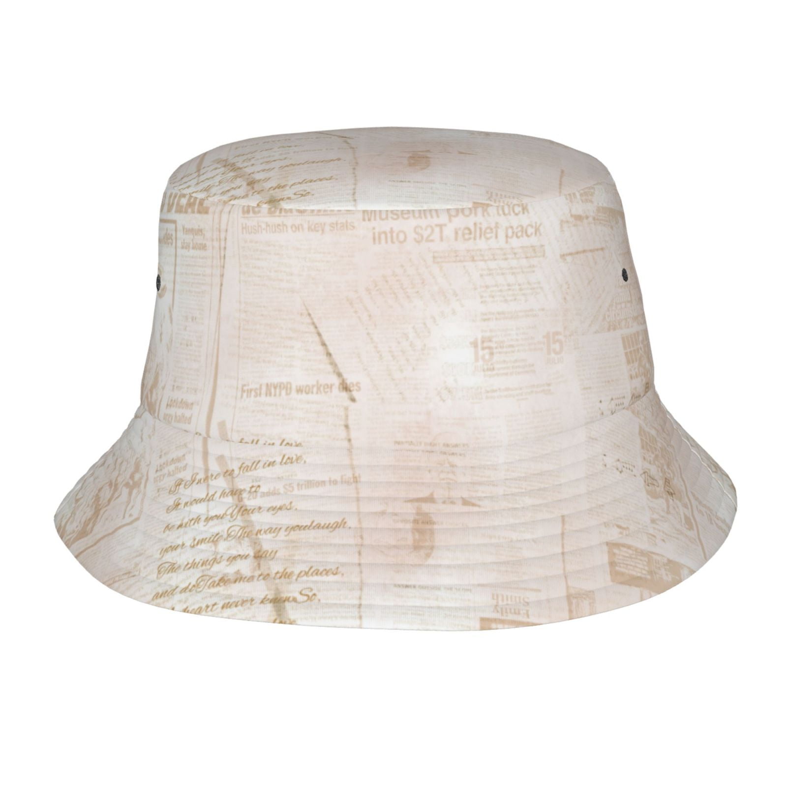 TEQUAN Foldable Polyester Adult Bucket Hat Retro Newspaper Texture ...