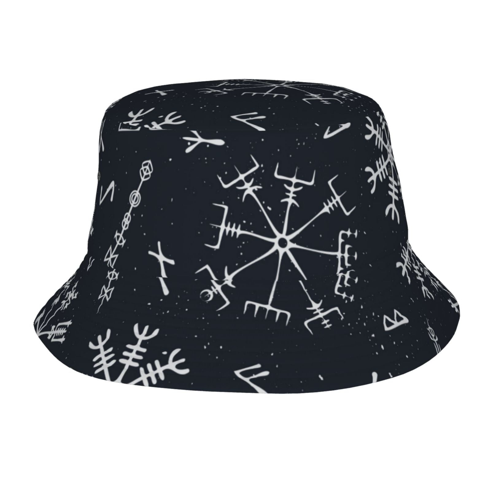 TEQUAN Foldable Polyester Adult Bucket Hat Viking Runes Occult Symbols ...