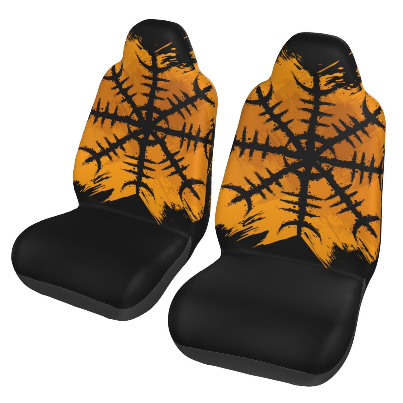 TEQUAN Front Seat Covers, Norse Scandinavian Symbol Orange Pattern 2 ...